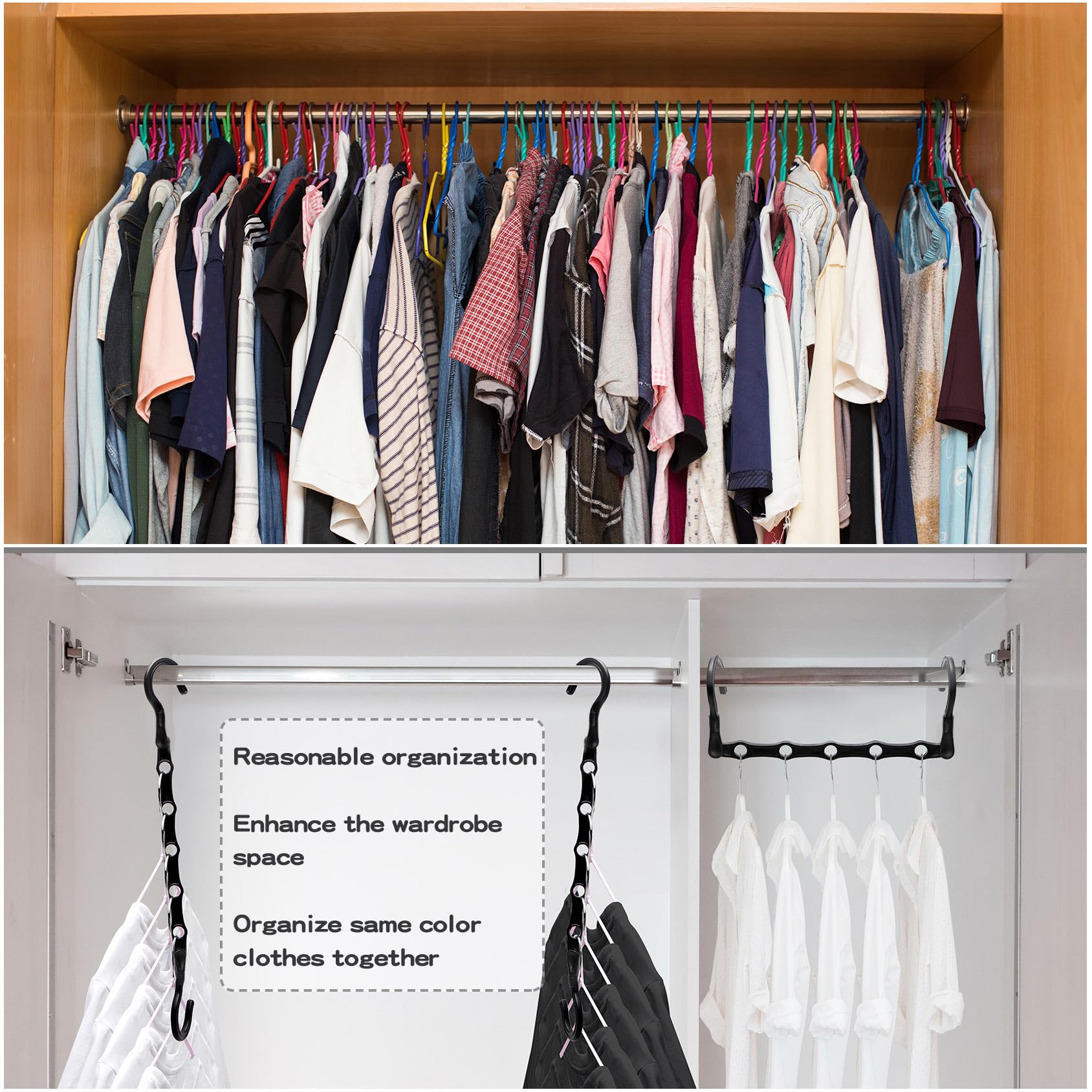 Closet Organizer,12 Pack Stronger Closet Organizers and Storage Clothes Hanger with 5 Holes Closet Storage for Heavy Clothes,College Dorm Room Essentials Magic Closet Organization Space Saving Hangers