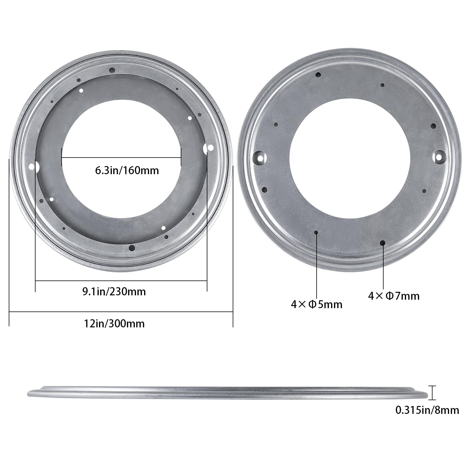 HSTECH 12 inch Lazy Susan, 800lbs Rotating Bearing Plate Heavy Duty for Rotating Table, Book Case, Serving Tray, Crafts Stand, Potted Plants, Shoe Rack(360˚ Rotation)