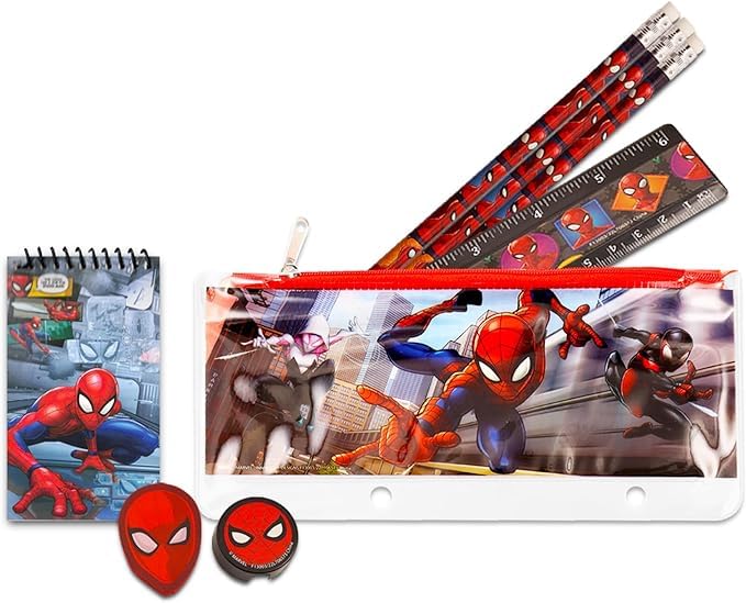 Marvel Avengers Backpack Set Boys Girls Kids -- 7 Pc Bundle With Avengers Superhero School Bag, Folders, Pencil Container, Stickers and More (Marvel School Supplies)
