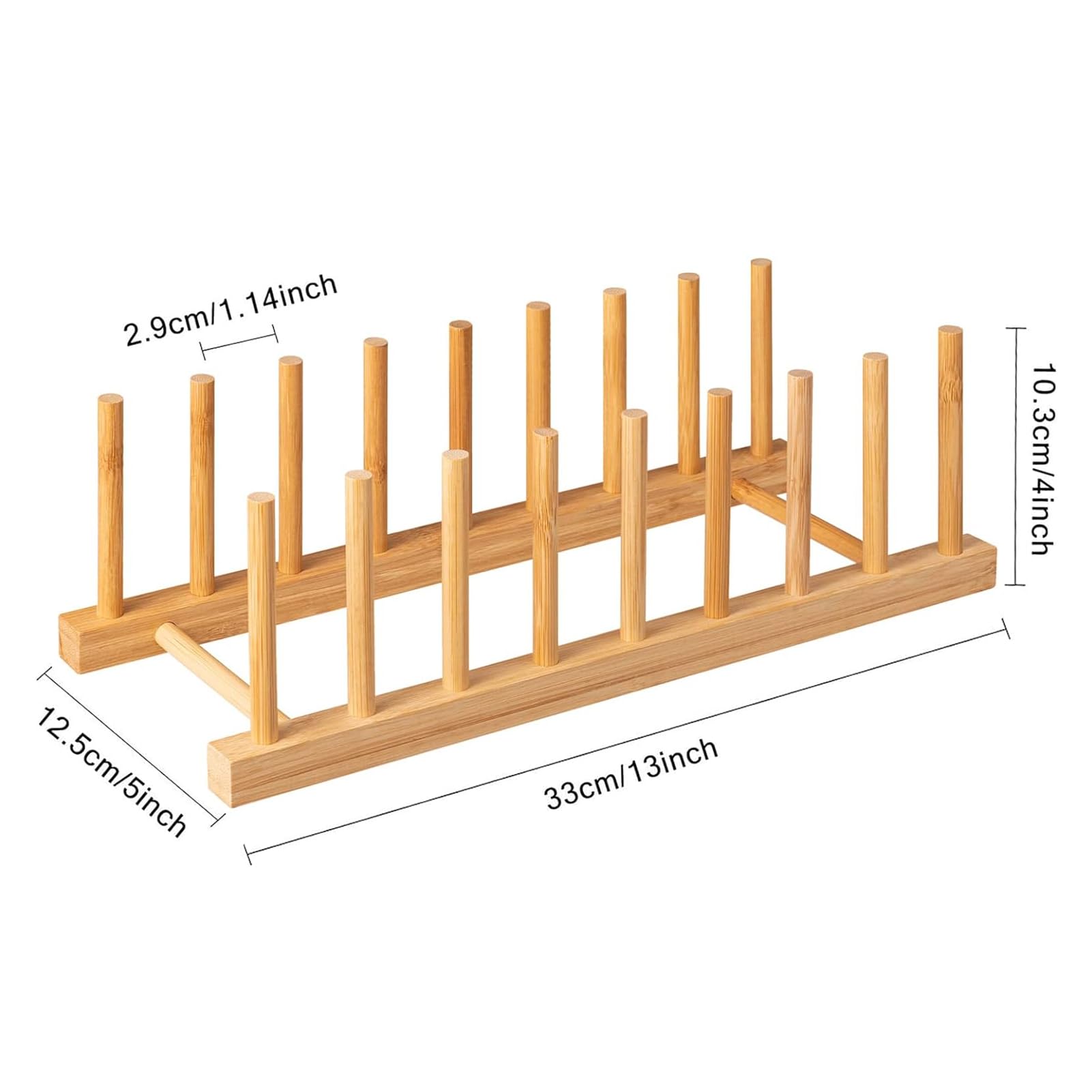 HBlife 2pcs Bamboo Dish Plate Bowl Cup Book Pot Lid Cutting Board Drying Rack Stand Drainer Storage Holder Organizer Kitchen Cabinet(Keep Dry)