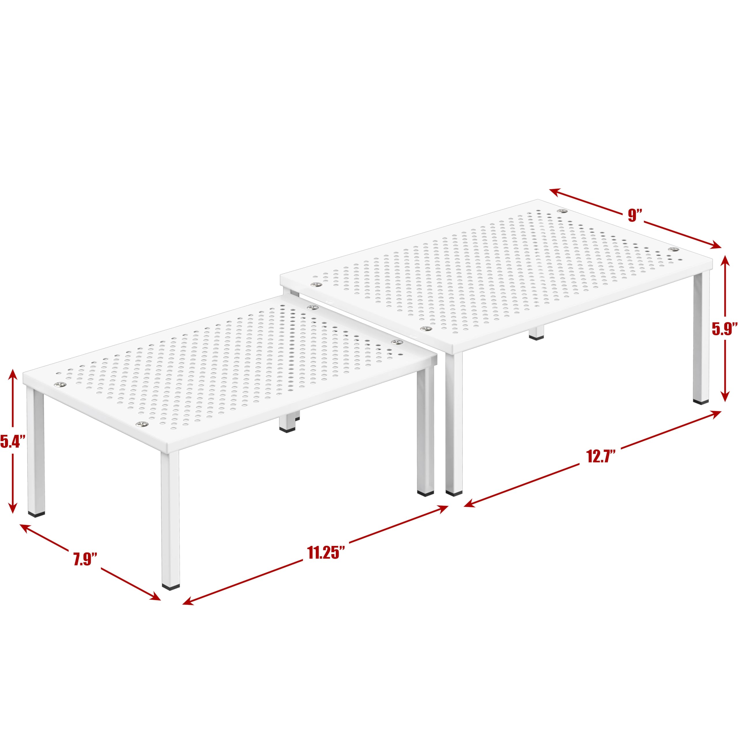 SimpleHouseware Expandable Stackable Kitchen Cabinet and Counter Shelf Organizer, White