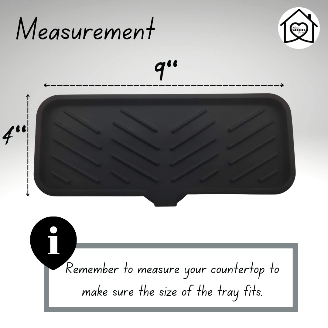 Home Goodies Store, Self draining, Silicone Kitchen Tray and Sponge Holder. Soap Dispenser and Scrubber Sink Caddy. Vanity Sink Accessory Organizer. Black 9'' x 4'' x 5/8''