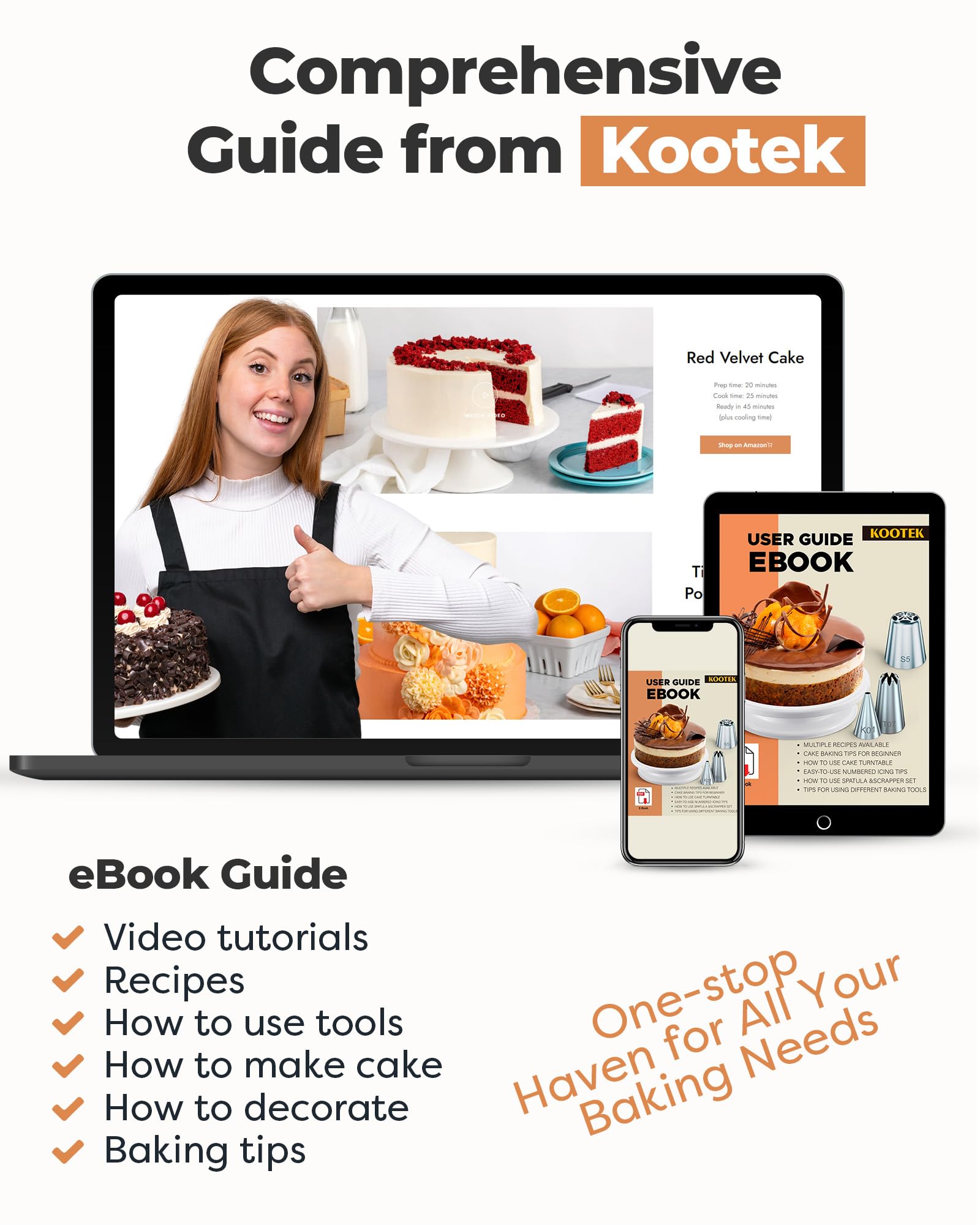 Kootek 11 Inch Rotating Cake Turntable with 2 Icing Spatula and 3 Icing Smoother, Revolving Cake Stand White Baking Cake Decorating Kits Supplies