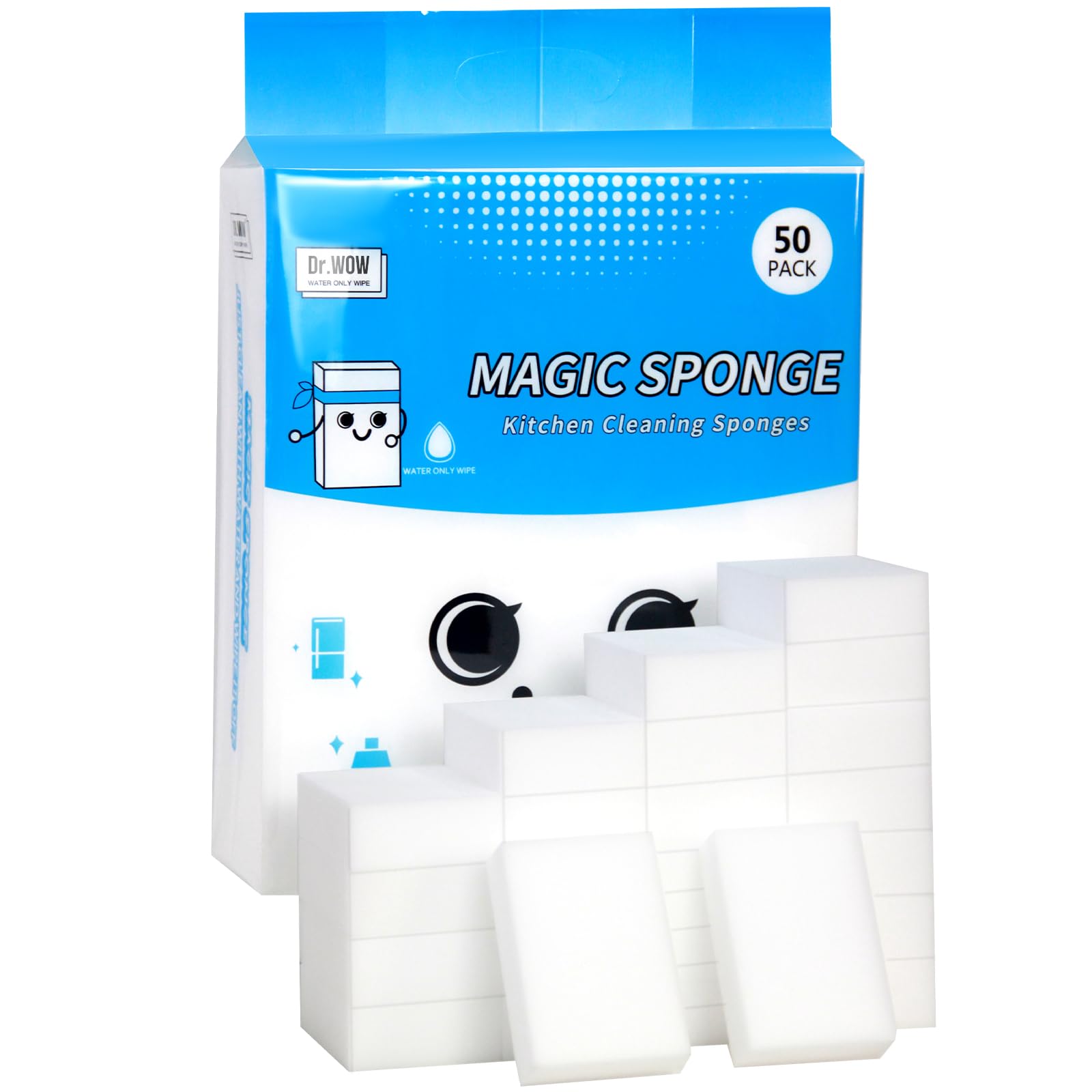 Dr.WOW 50 Pcs/lot Magic Sponge Eraser Multi-Functional Melamine Foam Cleaner 100x70x30mm