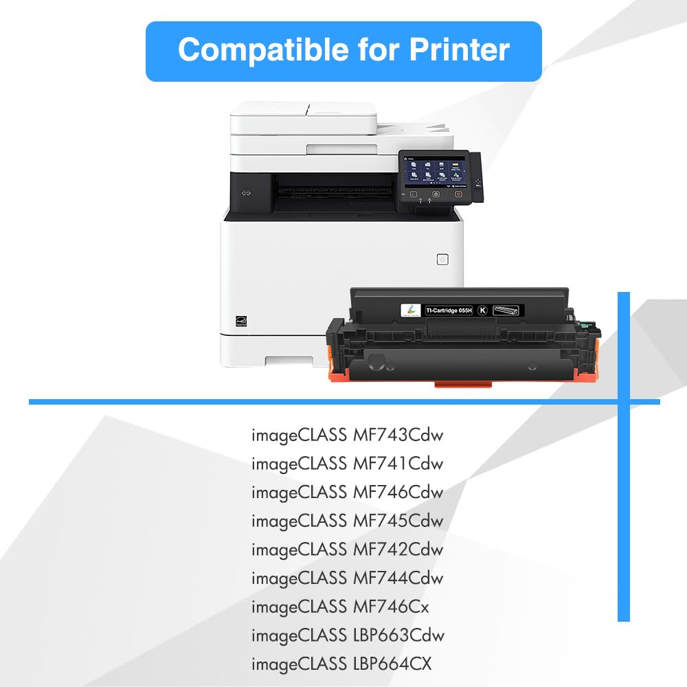TRUE IMAGE Compatible Toner Cartridge Replacement for Canon 055H 055 Toner Canon Color ImageCLASS MF743Cdw MF741Cdw MF746Cdw MF743 MF740C MF745Cdw LBP664Cdw LBP660C Series Printer (Black, 1-Pack)