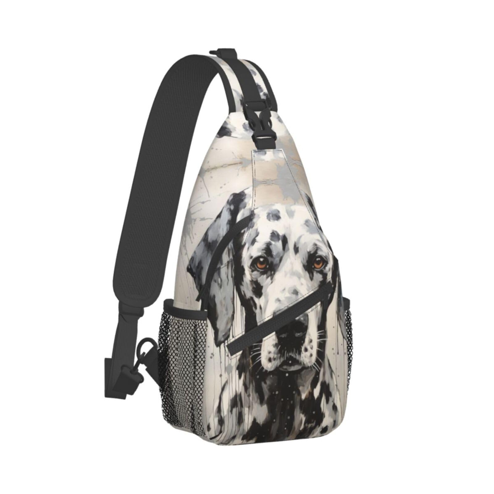 Hicyyu Harlequin Great Dane Outdoor Crossbody Shoulder Bag For Unisex Young Adult Hiking Sling Backpack