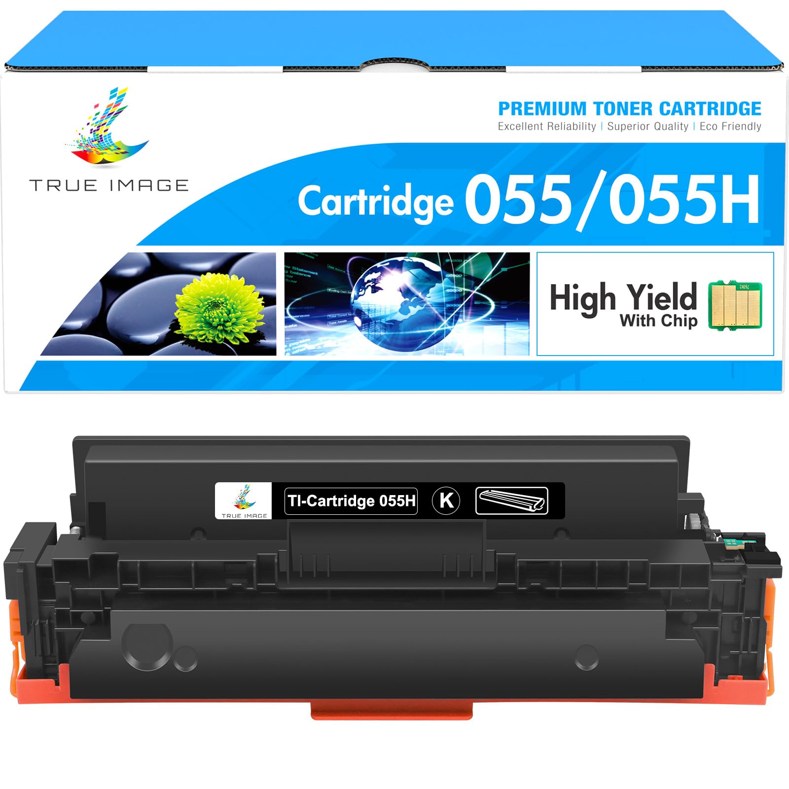 TRUE IMAGE Compatible Toner Cartridge Replacement for Canon 055H 055 Toner Canon Color ImageCLASS MF743Cdw MF741Cdw MF746Cdw MF743 MF740C MF745Cdw LBP664Cdw LBP660C Series Printer (Black, 1-Pack)
