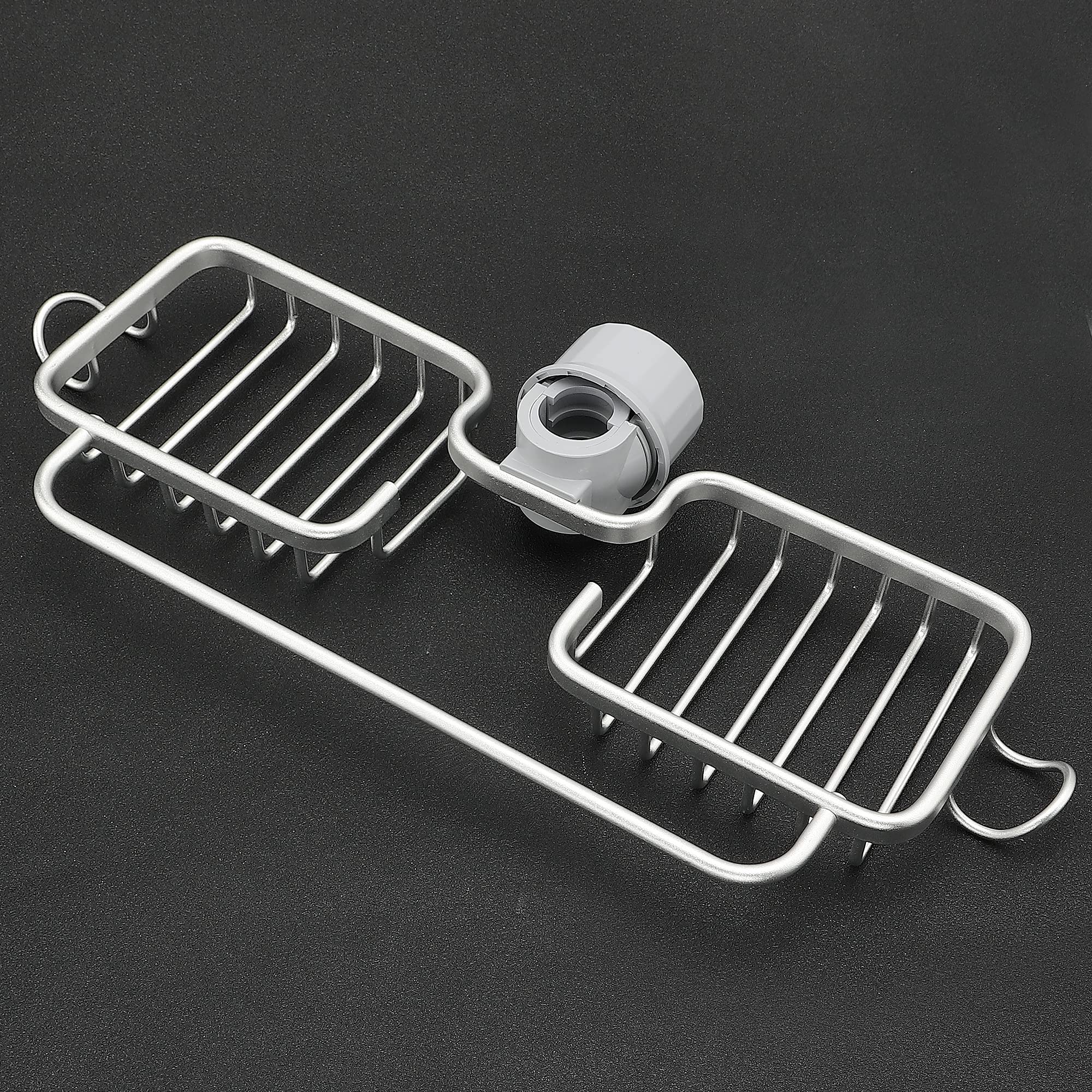 Ravinte Sponge Holder for Kitchen Sink, Hanging Drain Sink Sponge Holder Over Facuet Sponge Holder Sink Caddy Faucet Rack for Kitchen Sink Organizer and Bathroom Shower Rack--Double Square, Silver