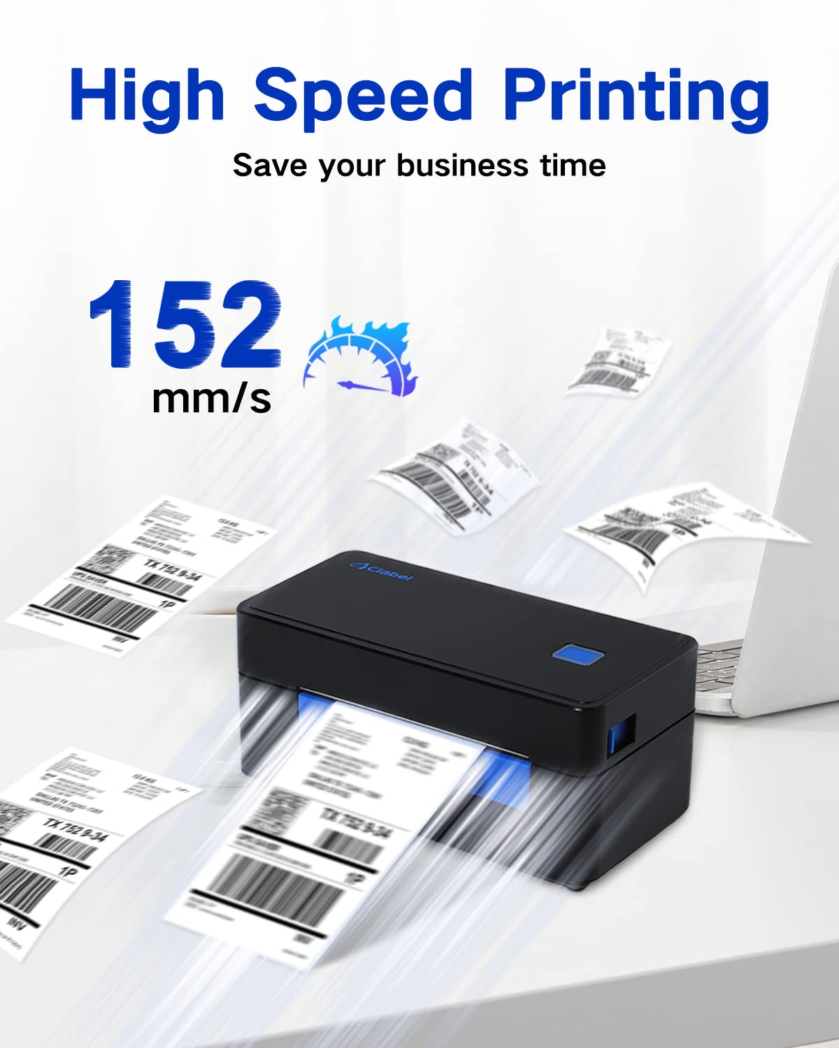 CLABEL Bluetooth Shipping Label Printer,4x6 Thermal Label Printer for Small Business Shipping Packages, Compatible with Amazon, Ebay, Etsy, Shopify, FedEx, UPS, etc, Support Windows,Mac CT428S
