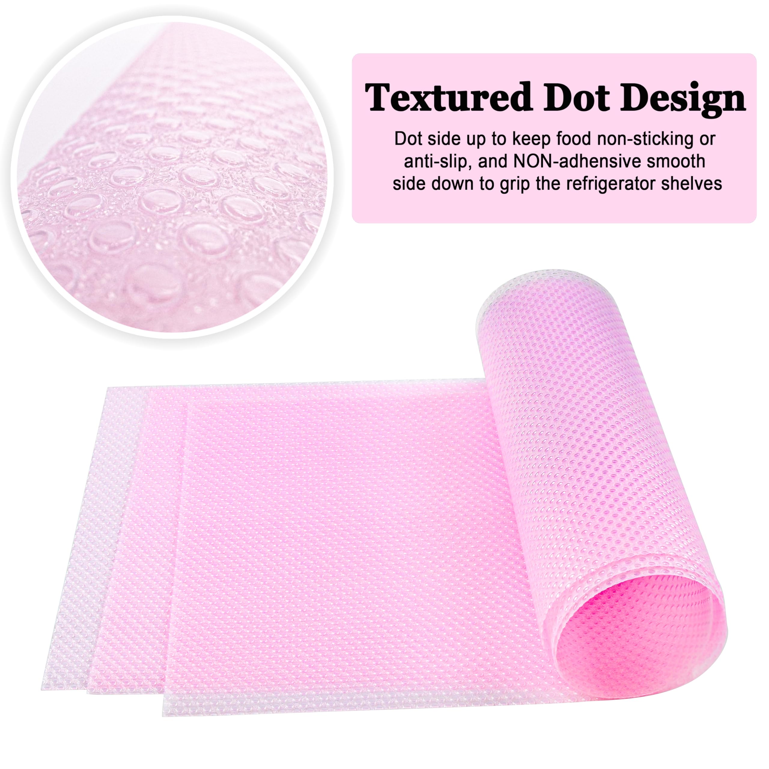 BOPART 8Pcs Refrigerator Liners Washable Fridge Shelf Liners Mats for Freezer Glass Shelves Kitchen Cabinets Cupboards Drawers (17.7" x 11.4", Pink)