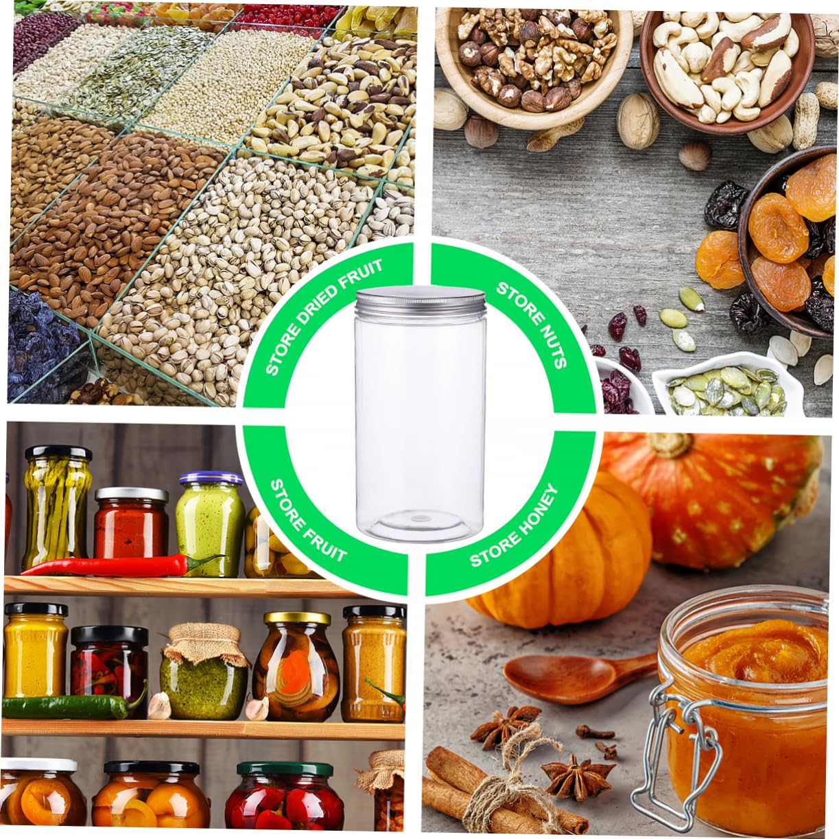 Cabilock 4pcs Plastic Cereal Storage Container Plastic Food Storage Container Tank Food Storage Jar with Lid for Loose Tea Sugar Dry Grains Food Coffee Bean 10cm