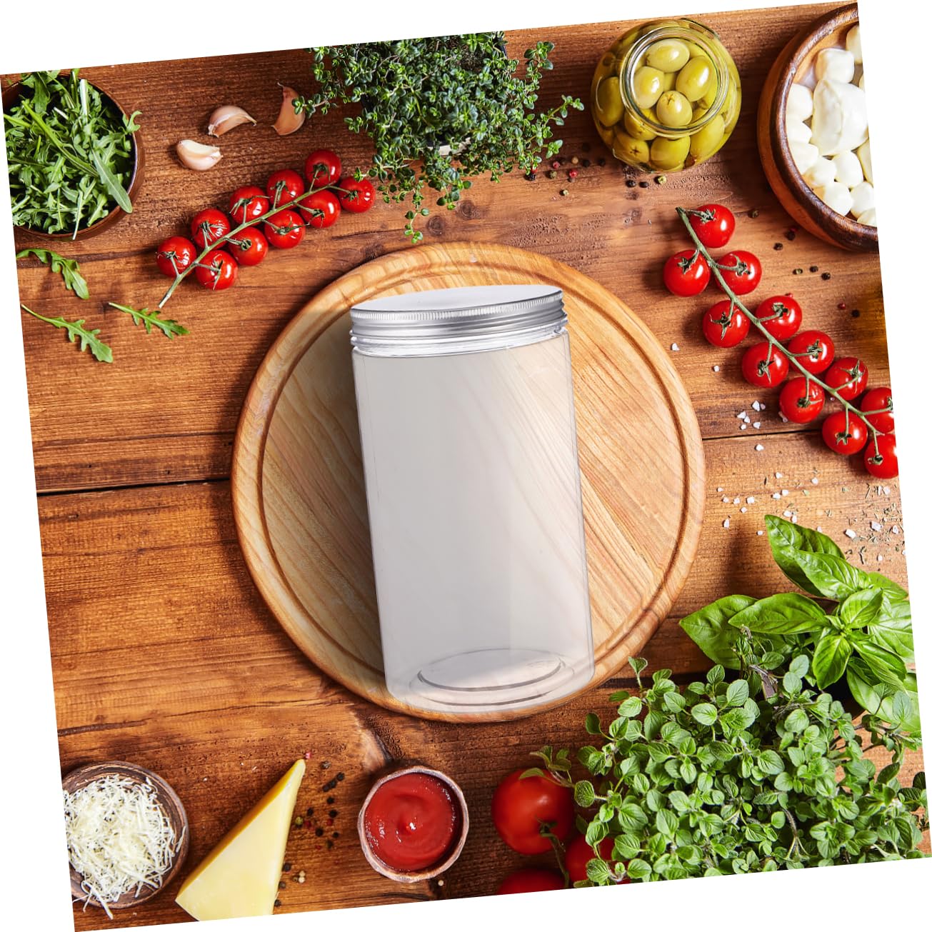 Cabilock 4pcs Plastic Cereal Storage Container Plastic Food Storage Container Tank Food Storage Jar with Lid for Loose Tea Sugar Dry Grains Food Coffee Bean 10cm
