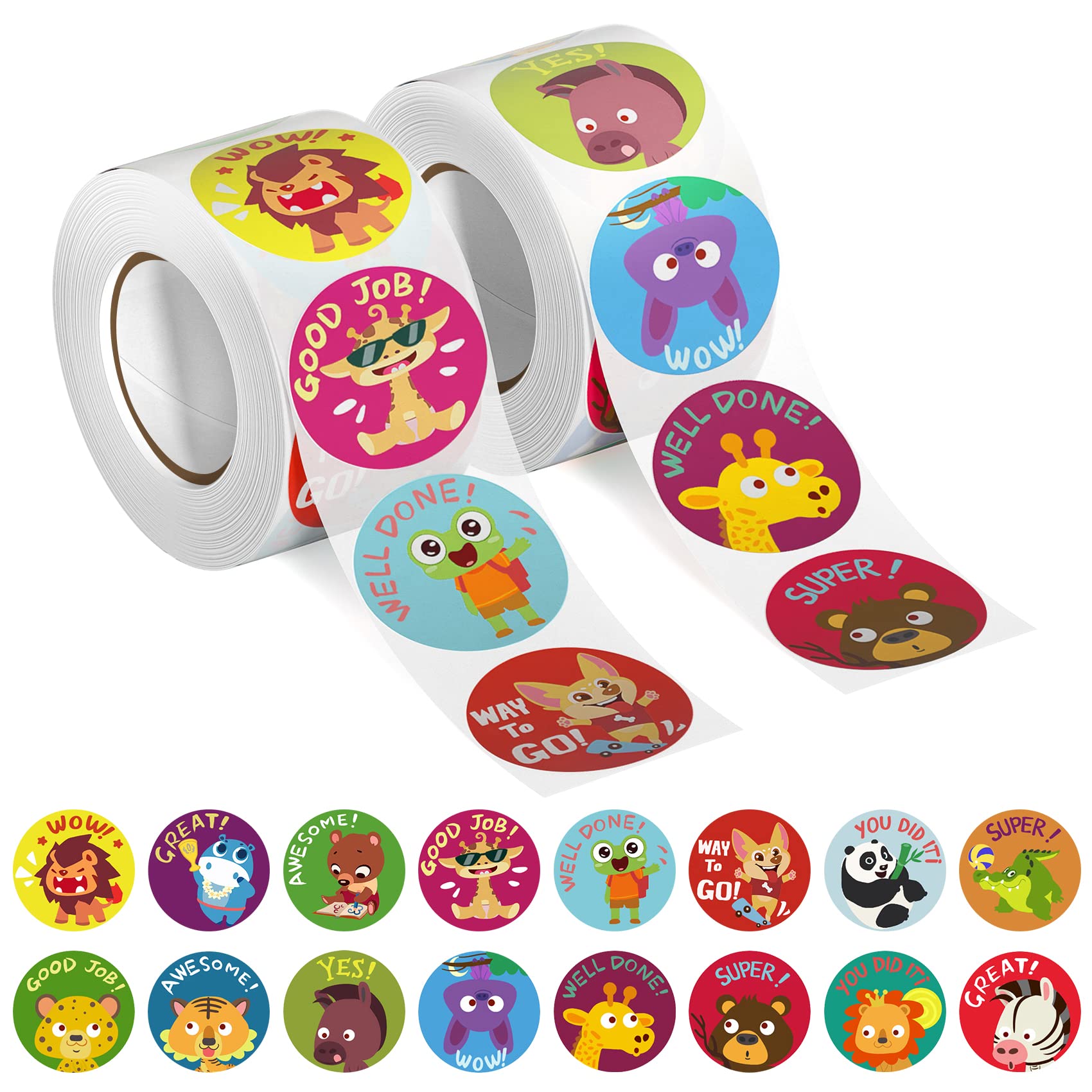 1000 PCS Incentive Stickers for Kids,1 Inch Animal Reward Stickers in 16 Designs.Teacher Supplies for Classroom,Potty Training Stickers,Encouraging Stickers,Motivational Stickers
