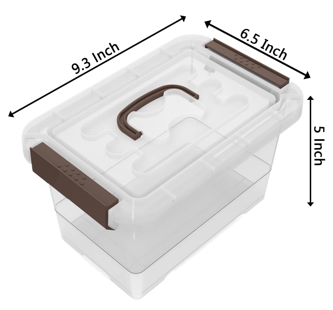 WYT Clear Storage Latch Box, 6 Pack Storage Organizer Bins with Latching Handle and Lids, 4 Quart