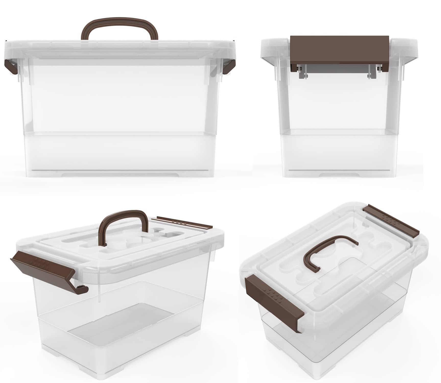 WYT Clear Storage Latch Box, 6 Pack Storage Organizer Bins with Latching Handle and Lids, 4 Quart