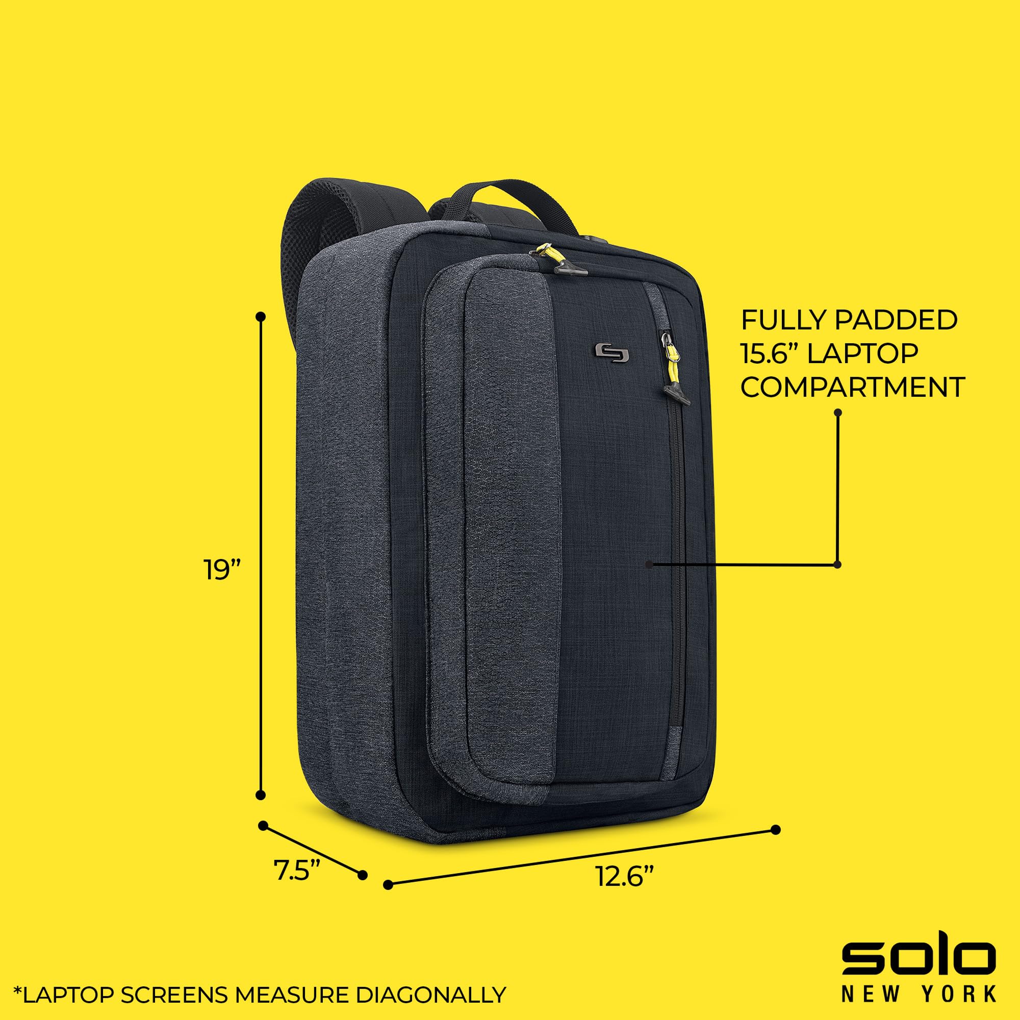 Solo Velocity 15.6 Inch Laptop Hybrid Backpack Briefcase, Navy/Grey