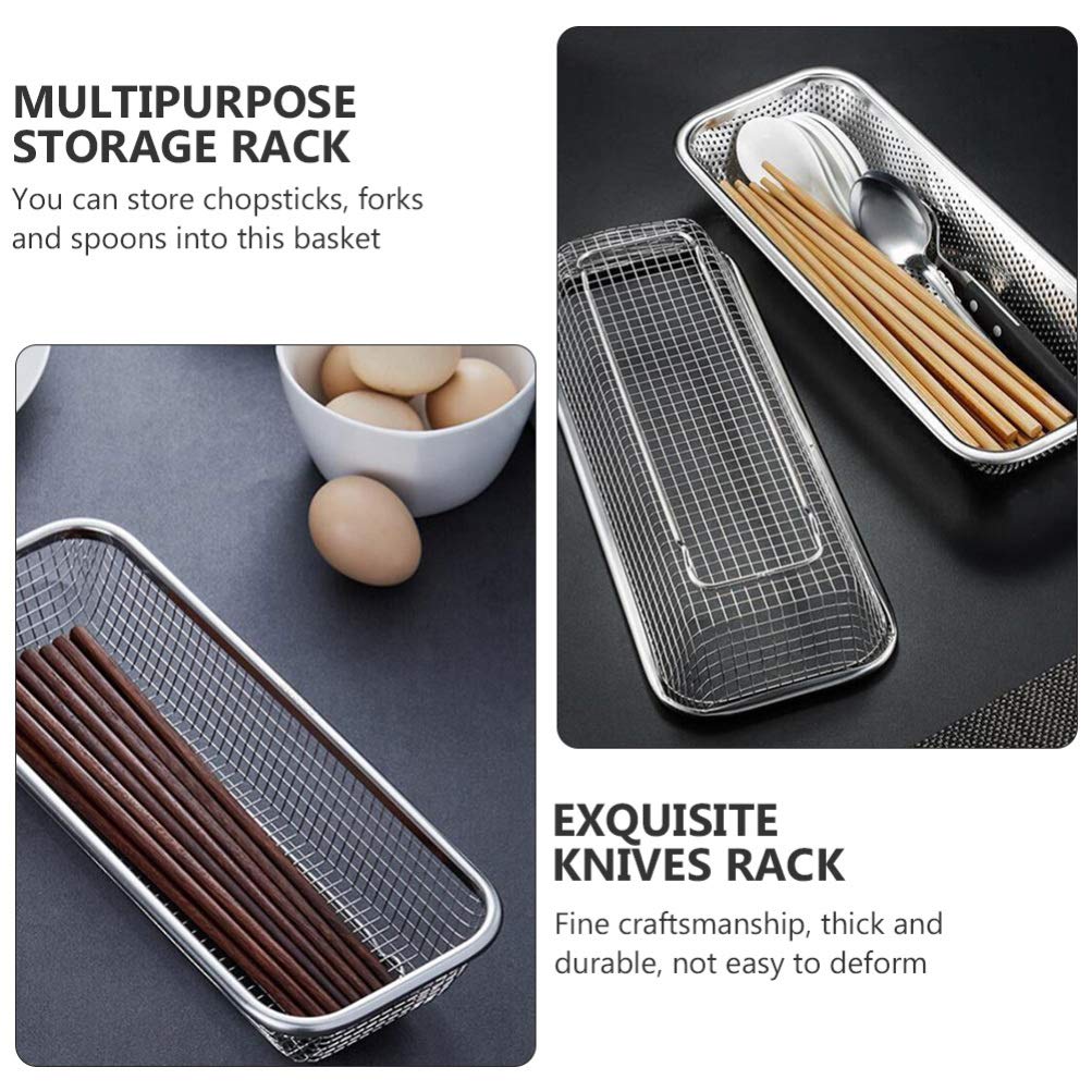 DOITOOL Mesh Silverware Tray for Drawer, Tableware Utensil and Cutlery Drawer Organizer, Small Flatware Tray Organizer for Kitchen, Office, Bathroom Supplies (Silver)