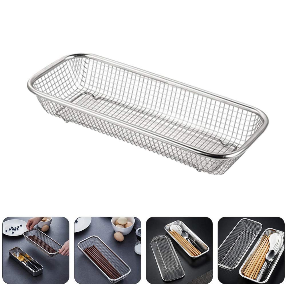 DOITOOL Mesh Silverware Tray for Drawer, Tableware Utensil and Cutlery Drawer Organizer, Small Flatware Tray Organizer for Kitchen, Office, Bathroom Supplies (Silver)