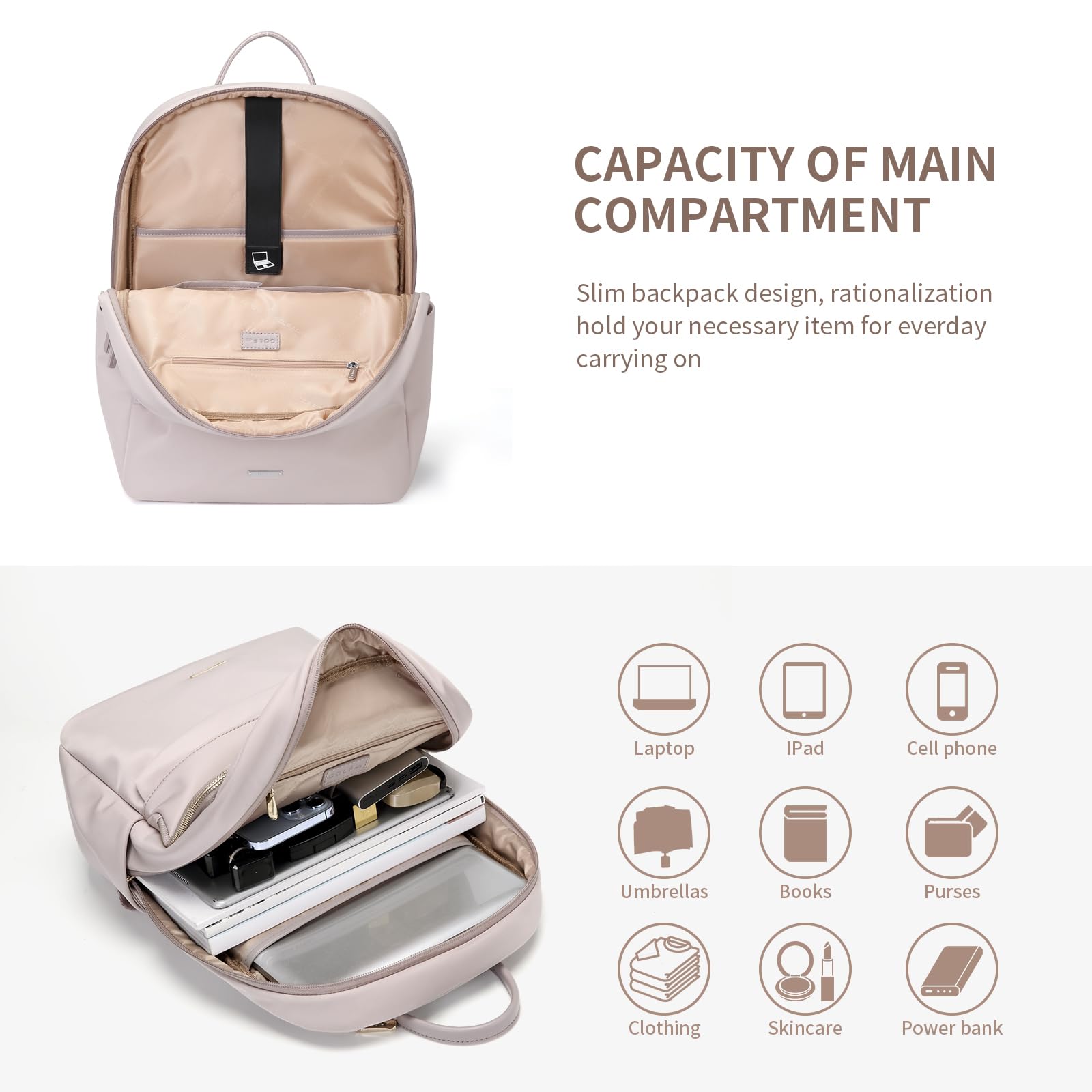 GOLF SUPAGS Laptop Backpack for Women Slim Computer Bag Work Travel College Backpack Purse Fits 14 Inch Notebook (Pink)