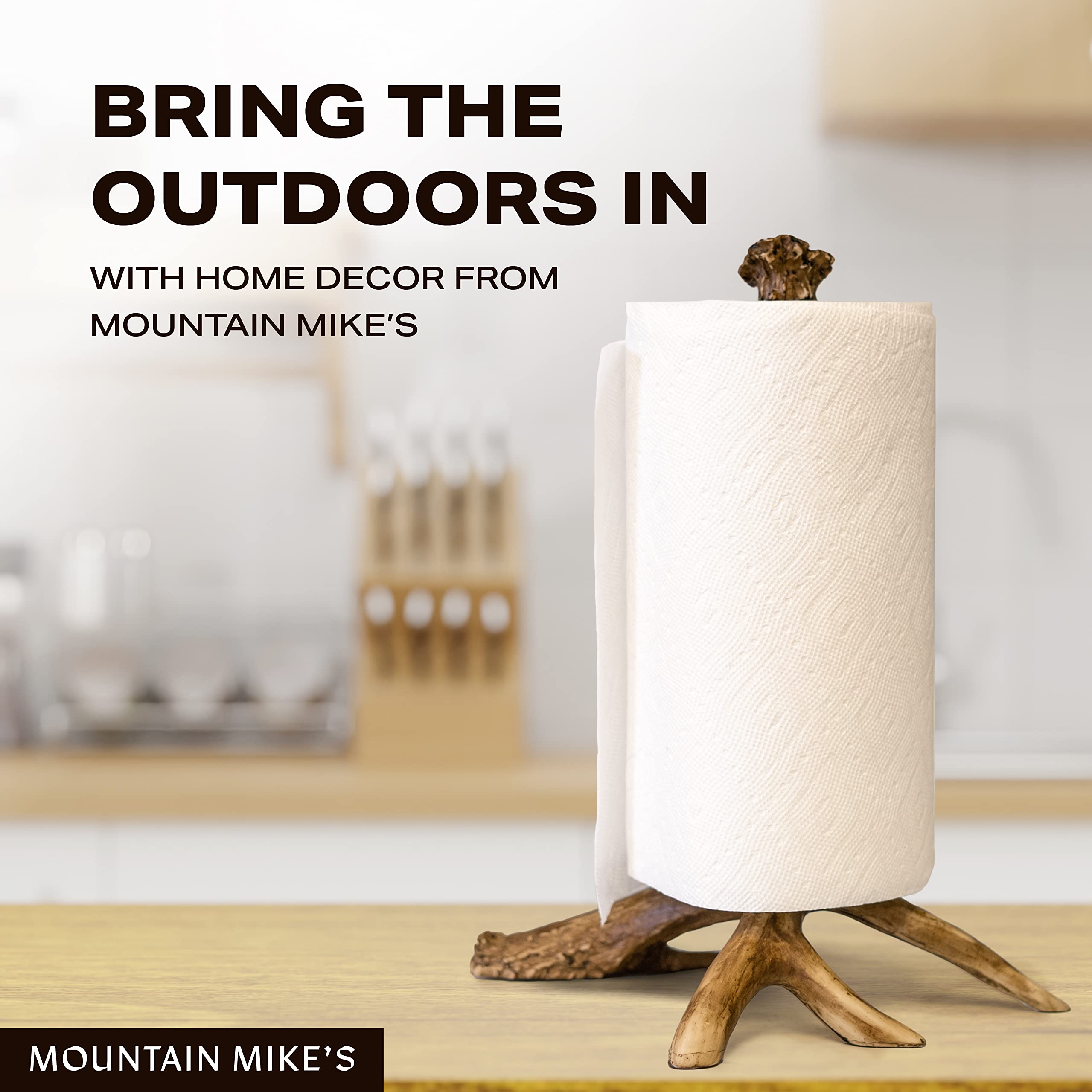 Mountain Mikes - Antler Paper Towel Holder- Decor Inspired by The Great Outdoors - Durable Replicated Deer Antlers - Easy Installation - Fits Traditional Paper Towel Rolls