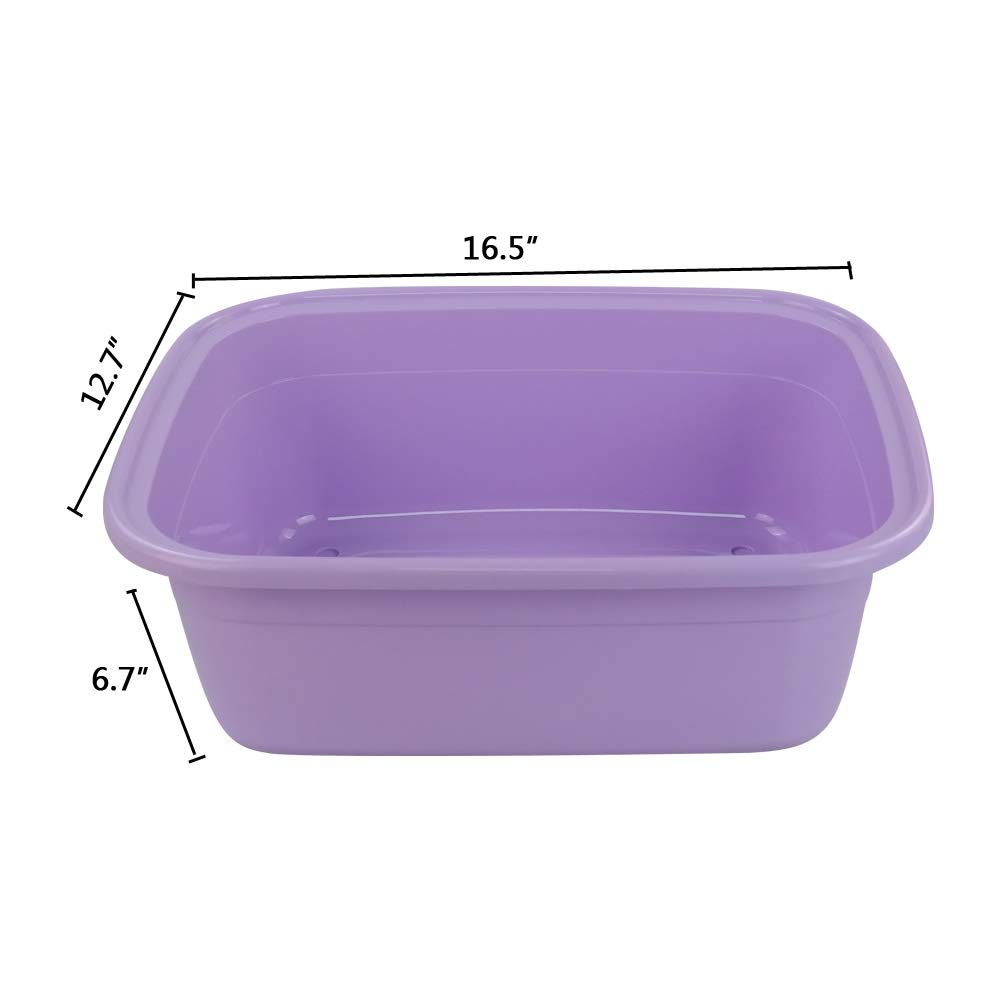 Obstnny 16 Quart Plastic Dish Pan, 16.5"x12.7"x6.7", Set of 2