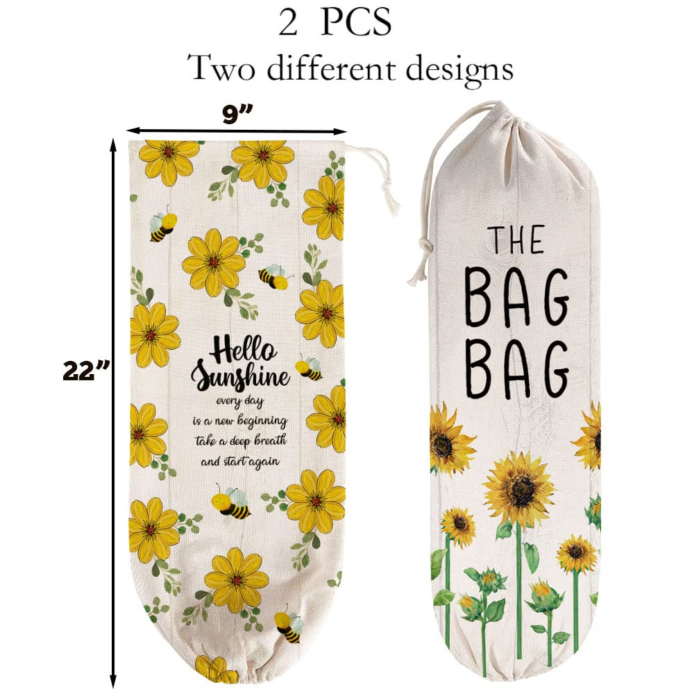 WELLBANEE 2Pcs Sunflower Plastic Bag Holder for Kitchen, The Bag Bag, Plastic Bag Organizer- PB001