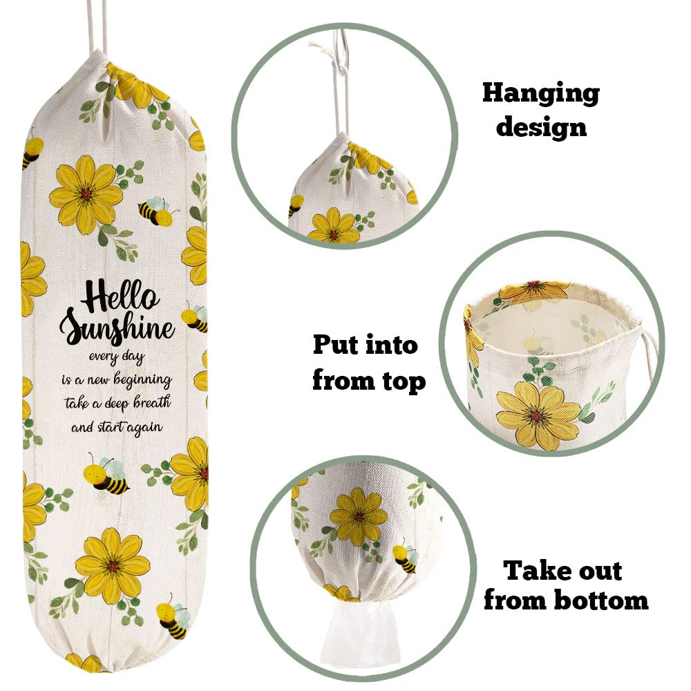 WELLBANEE 2Pcs Sunflower Plastic Bag Holder for Kitchen, The Bag Bag, Plastic Bag Organizer- PB001