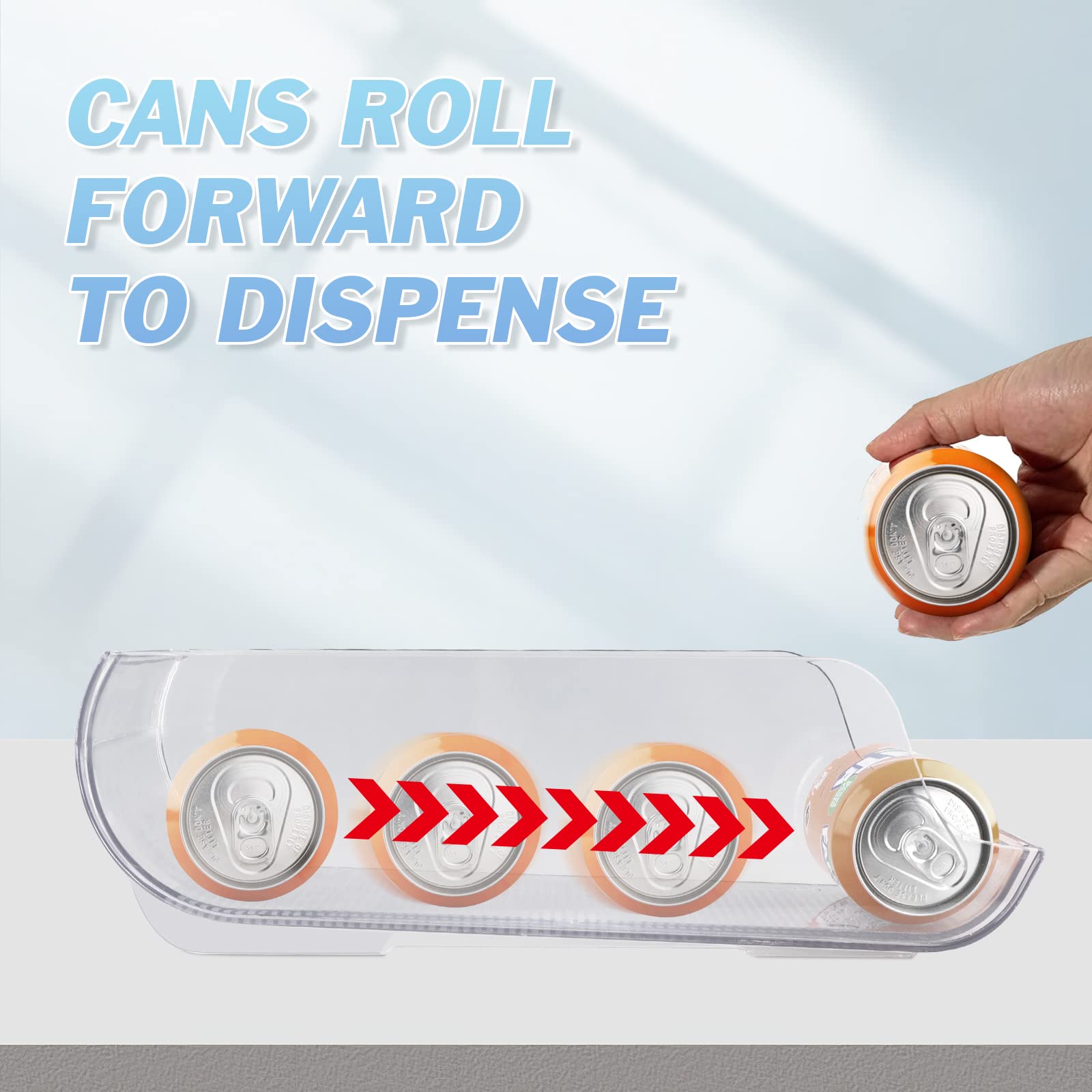 PSNSPOEL Expandable Soda Can Organizer, Drink Beverage Refrigerator Holder Dispenser Bin for Fridge, Freezer, Cabinets, Countertop, Pantry - Clear Plastic Kitchen Canned Food Storage