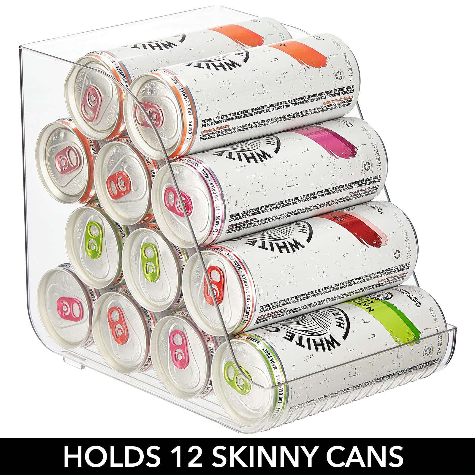 mDesign Compact Plastic Kitchen and Pantry Storage Organizer Bin for Tall Skinny Soda/Pop Cans - Kitchen, Pantry, Refrigerator - 4 Pack - Clear