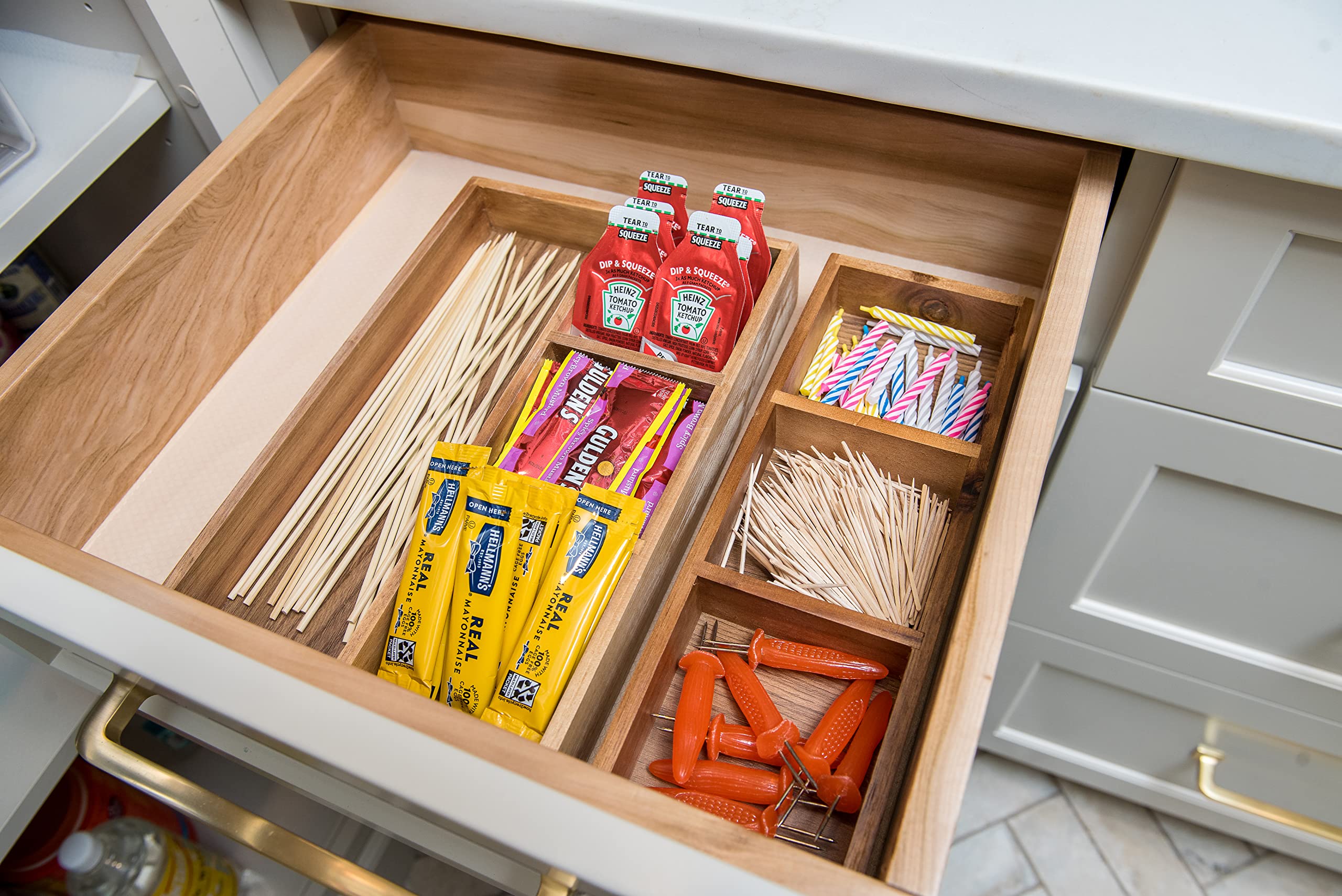 Lipper International Acacia Organizer Tray, 3-Compartments, 12" x 4 1/8" x 1 3/4"