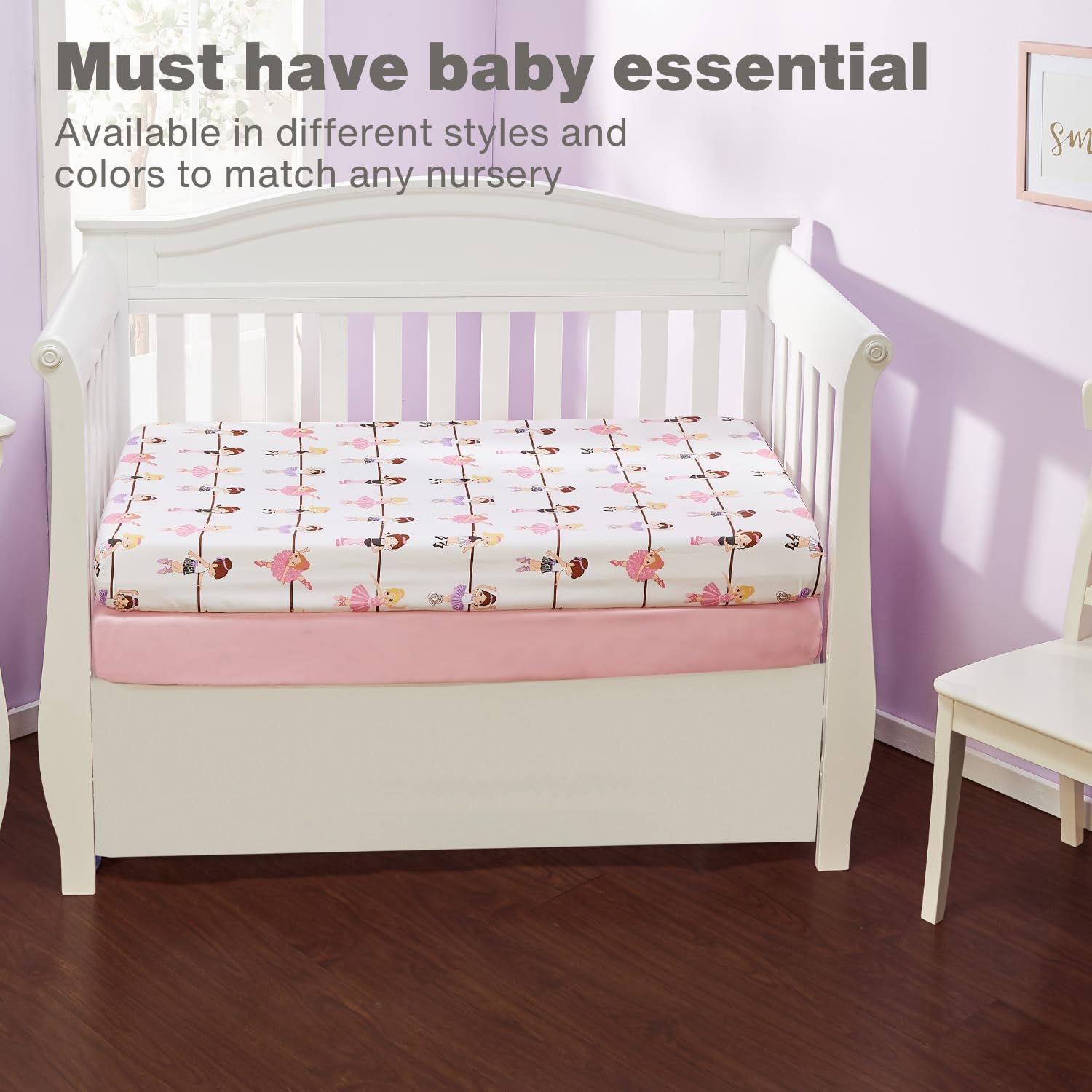 EVERYDAY KIDS 2 Pack Fitted Girls Crib Sheet, 100% Soft Breathable Microfiber, Baby Sheet, Fits Standard Size Crib Mattress 28in x 52in, Nursery Sheet - Unicorns/Hot Pink