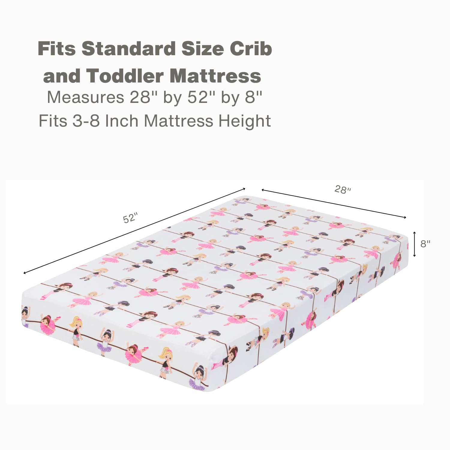 EVERYDAY KIDS 2 Pack Fitted Girls Crib Sheet, 100% Soft Breathable Microfiber, Baby Sheet, Fits Standard Size Crib Mattress 28in x 52in, Nursery Sheet - Unicorns/Hot Pink