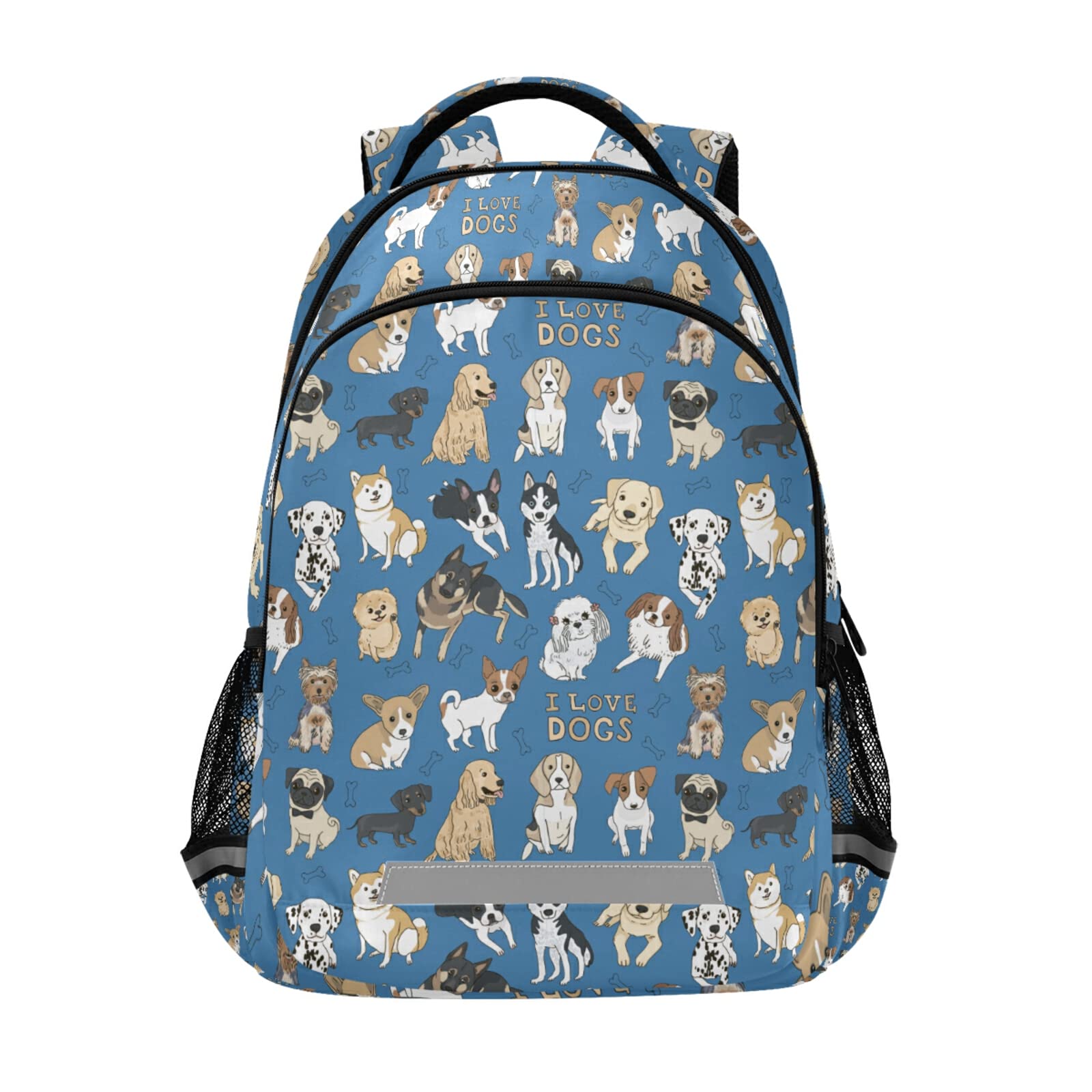 Dogs Backpack for Boys Girls Bookbag with Chest Strap for Students Elementary School Laptop Daypack Rucksack for Teens Travel