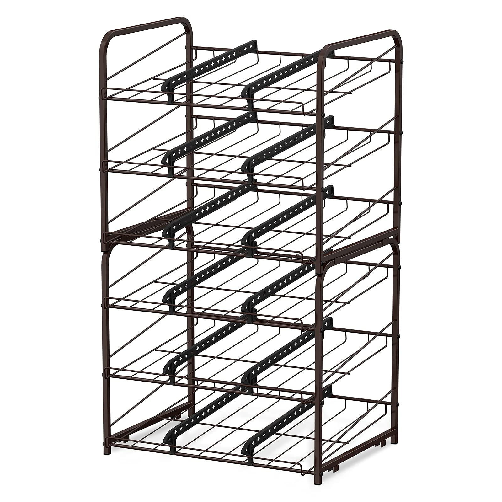 MOOACE 2 Pack Stackable Can Rack Organizer, Storage for 72 Cans, 3 Tier Can Storage Dispenser Rack Holder for Kitchen Cabinet Pantry Countertop, Bronze