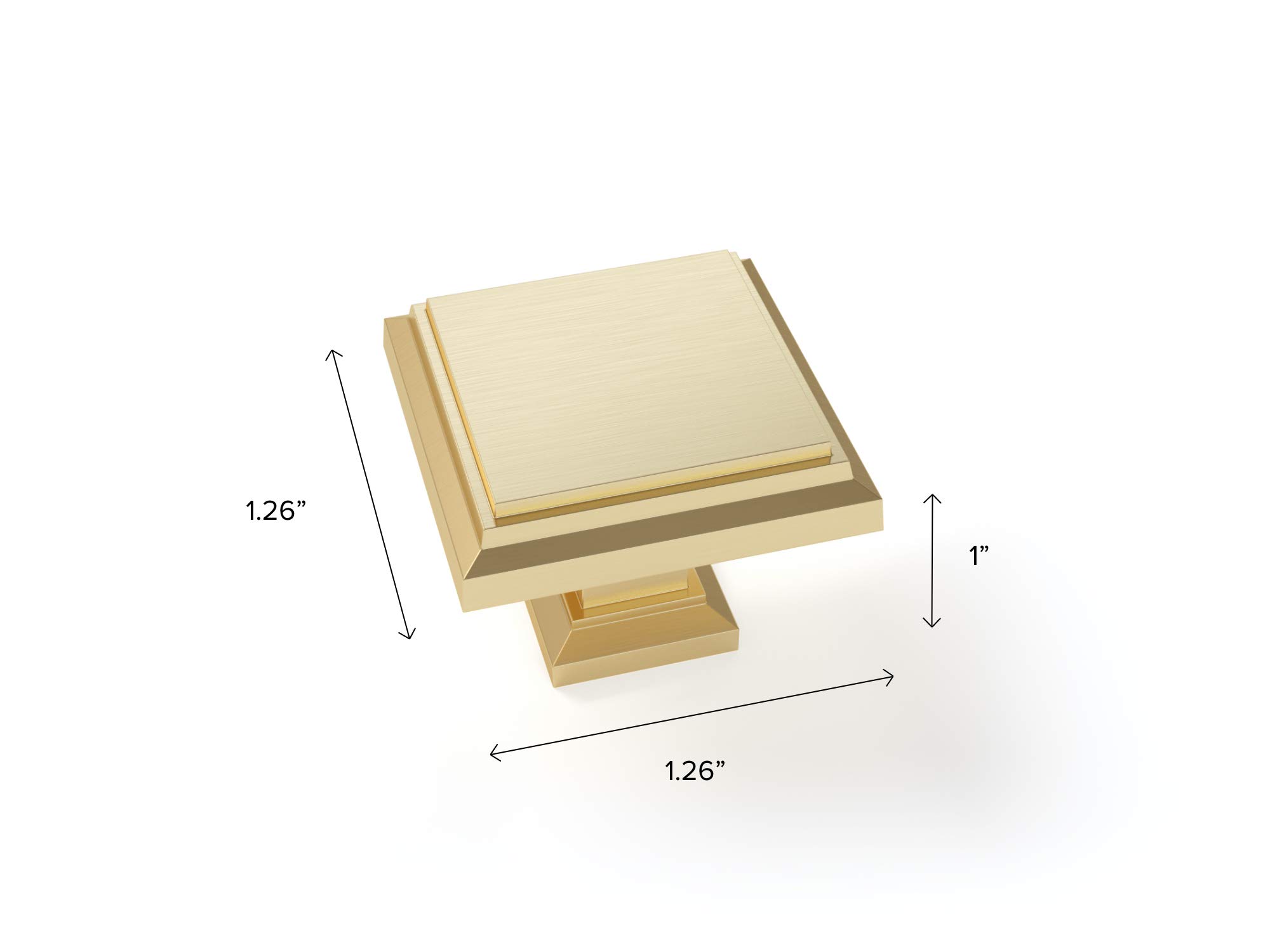 NewAge Products Home Cabinet Brushed Brass Traditional Square Knob, Cabinet Pull Handles, 80212