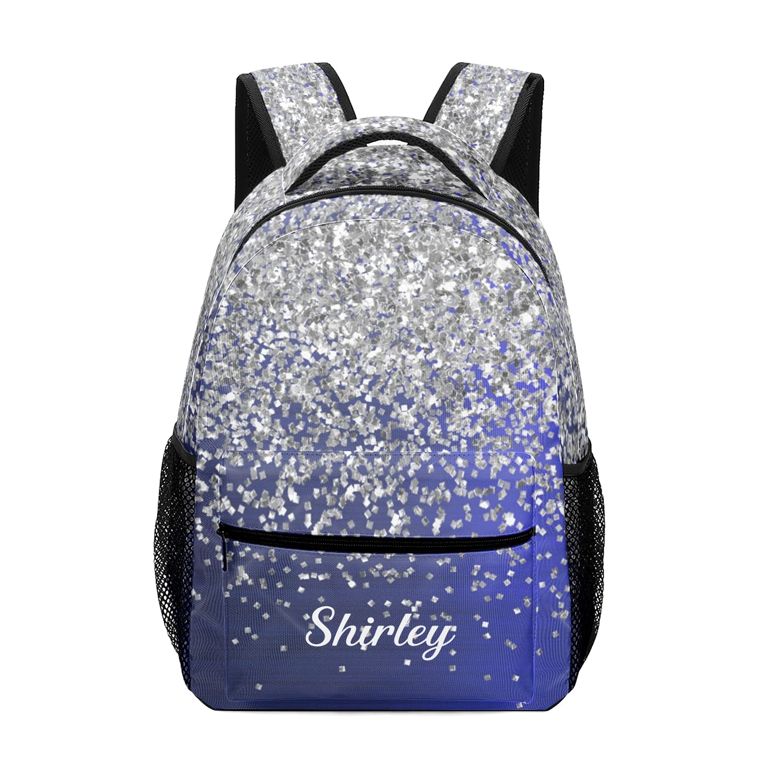 Navy Blue Print Personalized Student Backpack Waterproof Schoolbag Casual Travel Daypack with Name
