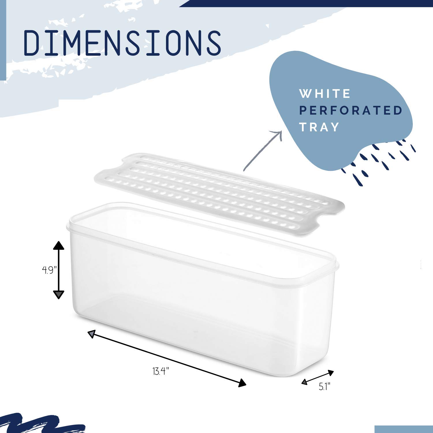 Komax Biokips Fridge Storage Containers – Airtight Fridge Organizers and Storage Clear Containers w/Dripping Tray – Meat, Veggie, or Fruit Storage Containers for Fridge (2-Pack, 118 oz)
