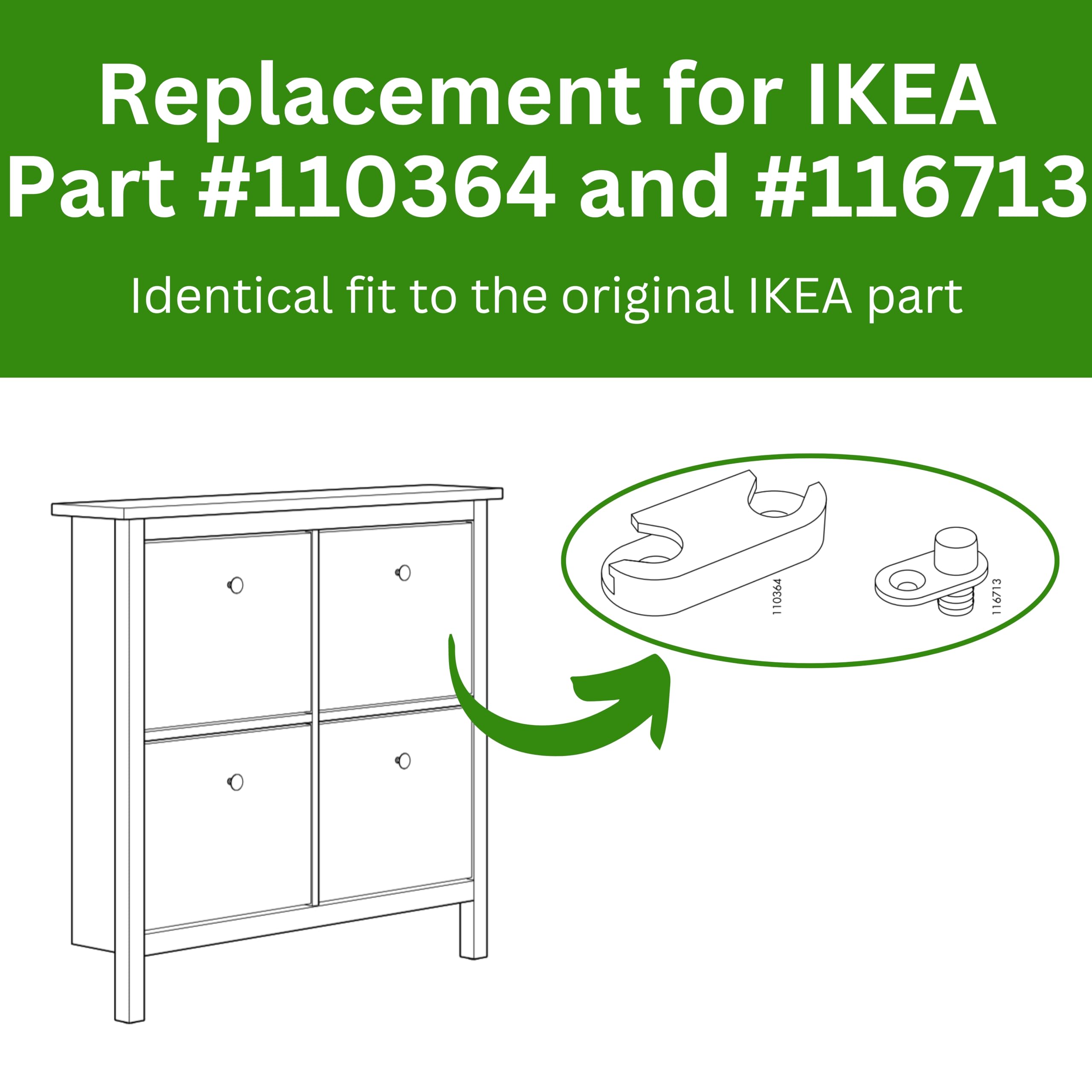 Spare Hardware Parts HEMNES Shoe Cabinet Parts Replacement for IKEA Part #110364 and #116713 (Pack of 2 Each)