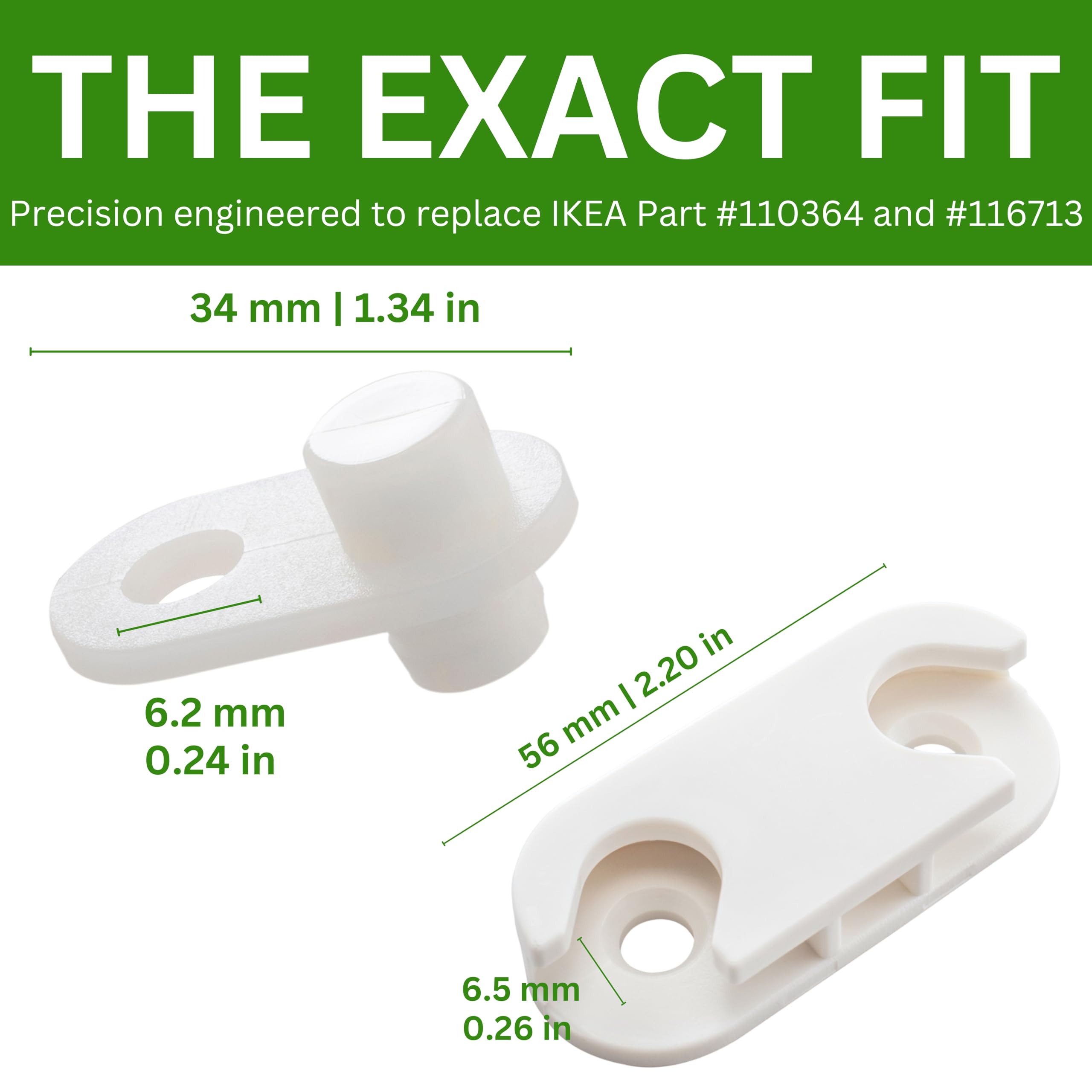 Spare Hardware Parts HEMNES Shoe Cabinet Parts Replacement for IKEA Part #110364 and #116713 (Pack of 2 Each)