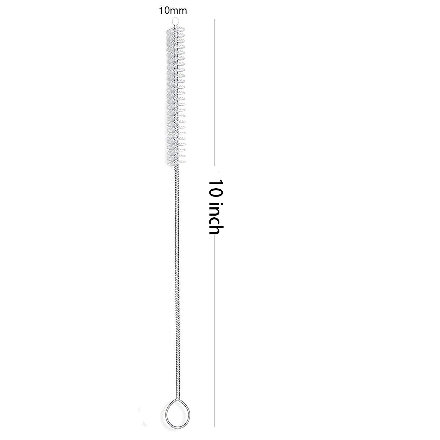 Long Straw Brush, Nylon Pipe Tube Cleaner 10-ihch X 2/5-inch Set of 10