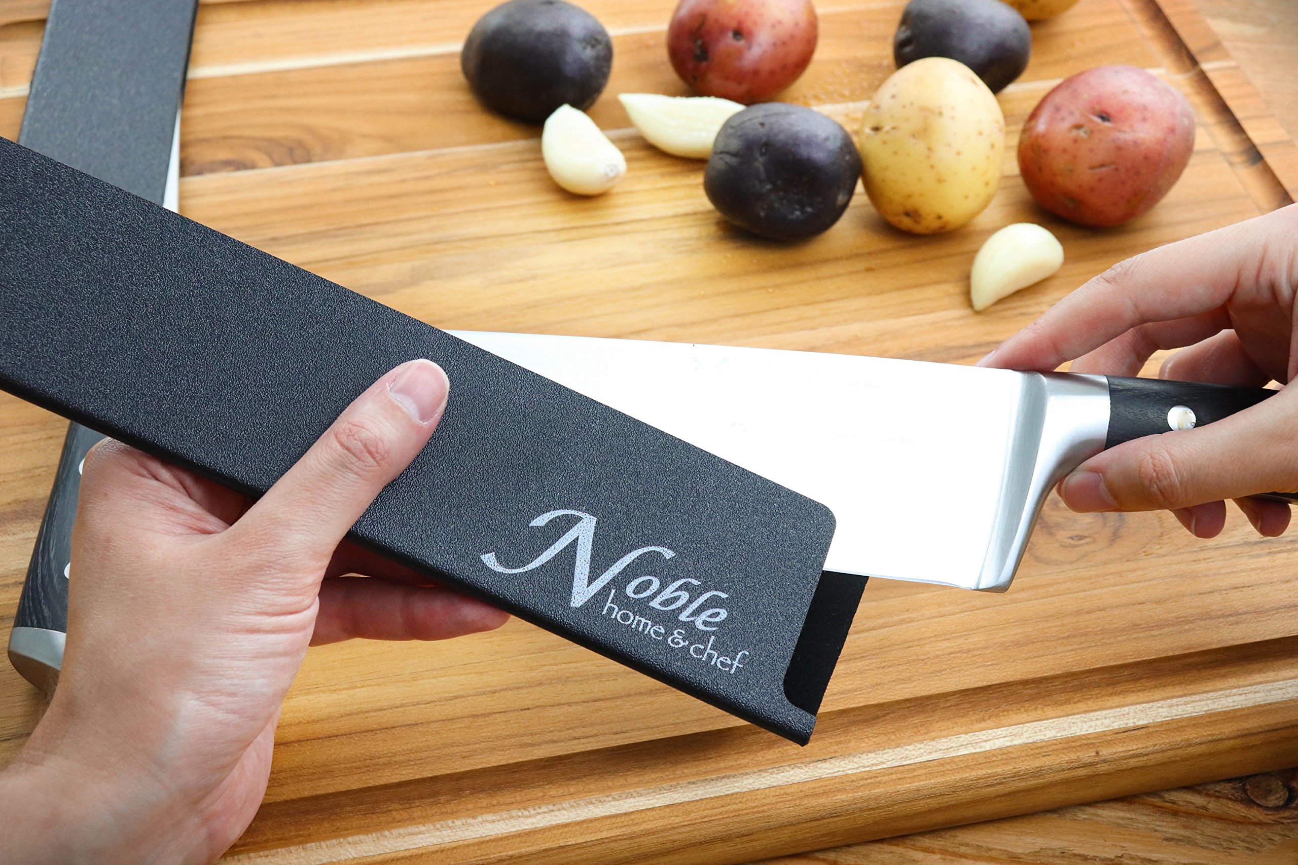 Noble Home & Chef 2-Piece Universal Knife Guards (12") are Felt Lined, More Durable, Non-BPA, Gentle on Blades, and Long-Lasting Knives Covers Are Non-Toxic and Abrasion Resistant!