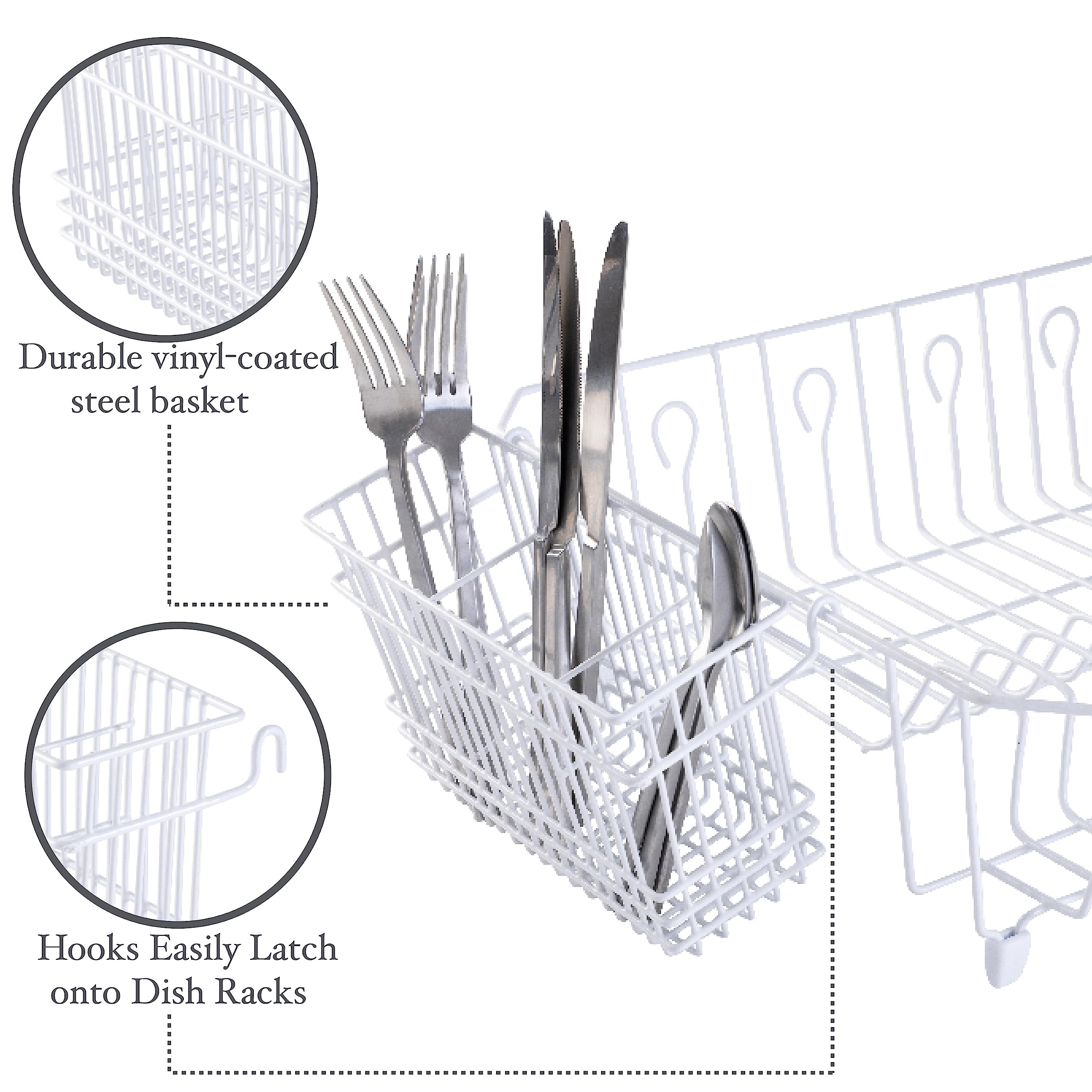 Kitchen Details Free Standing Utensil & Cutlery Holder Basket, Good for Countertops, Cabinets, Outdoor, Table Top, White