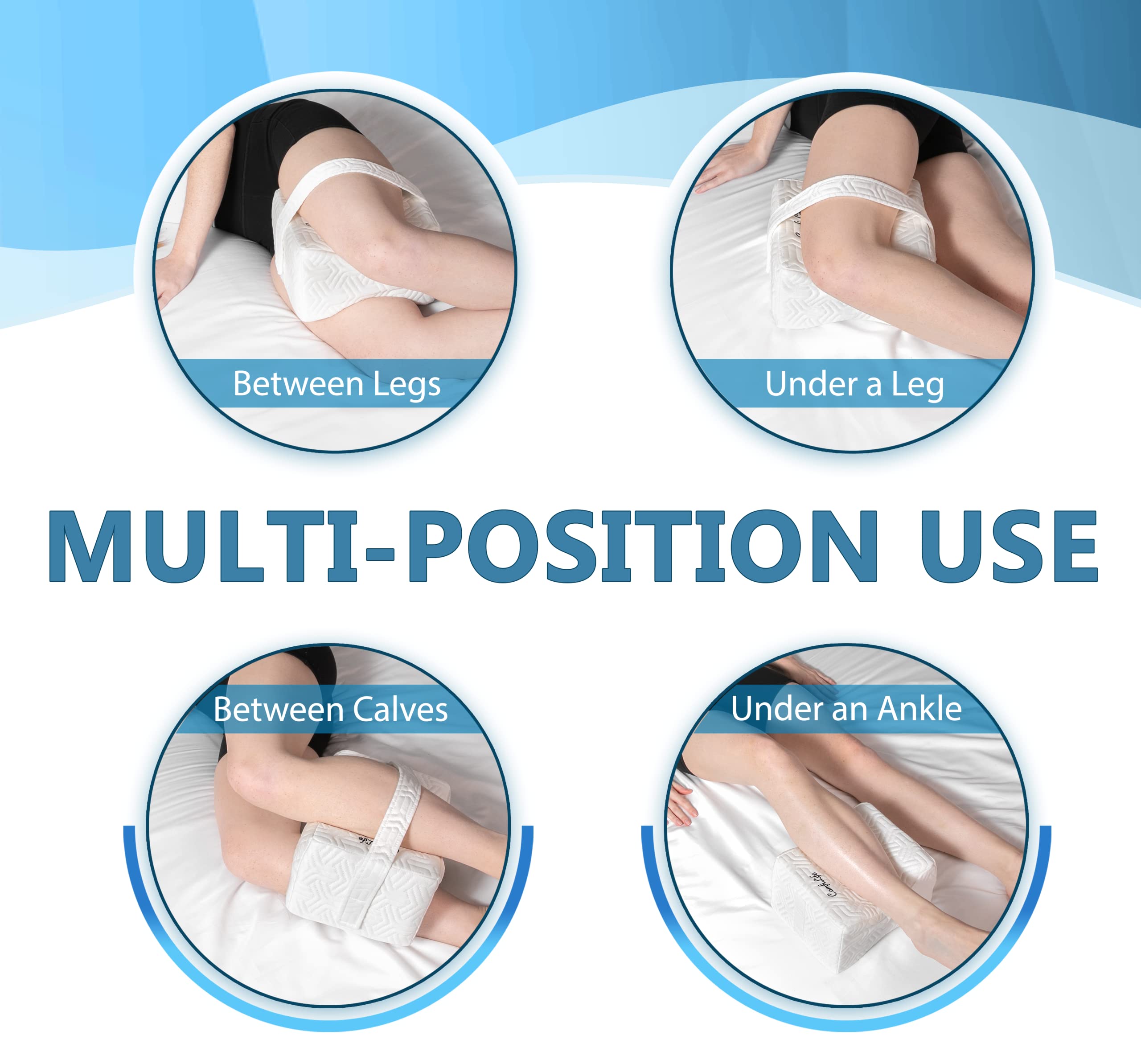 ComfiLife Knee Pillow for Side Sleepers – Firm Support Cooling Memory Foam Leg Pillow for Sleeping – Sciatica Pain Relief, Knee & Back Relief – Water Resistant Between Legs Pillow – Ergonomic Contour