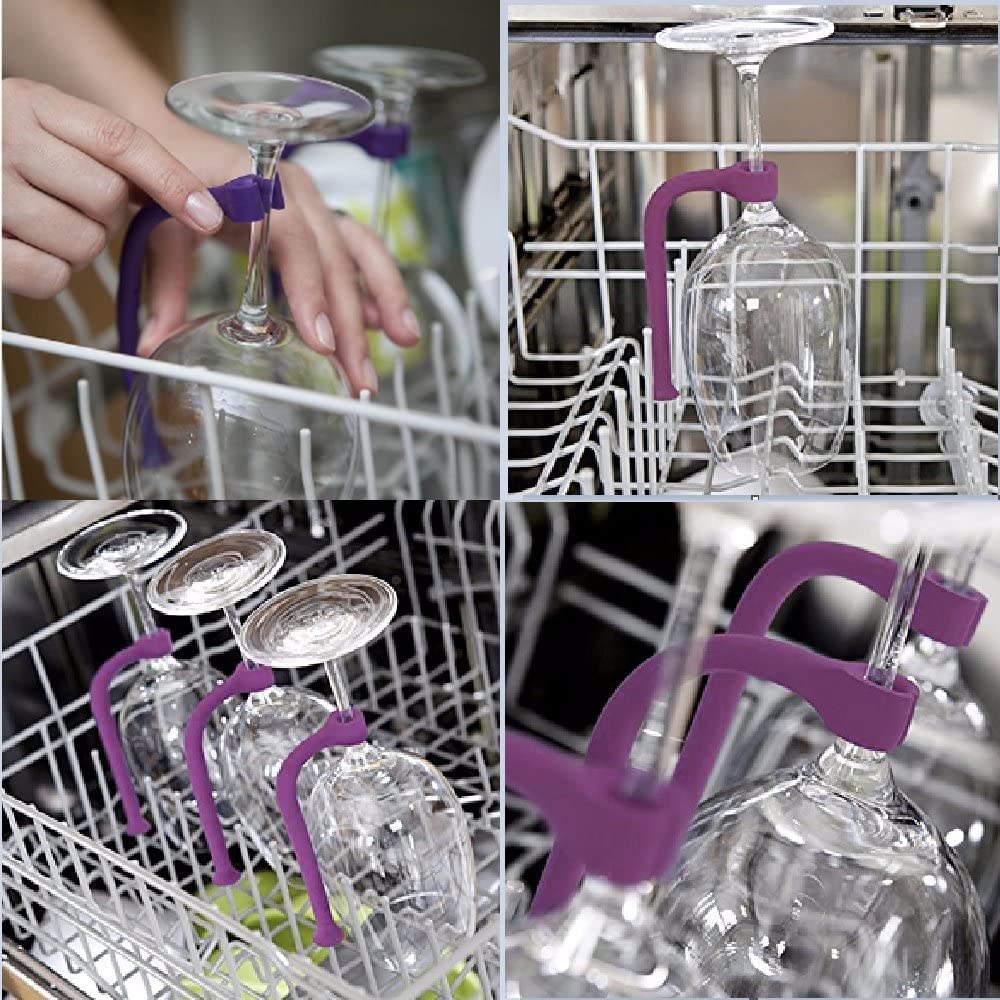 Tnfeeon Goblet Holder, Flexible Stemware Holder Wine Glass Fixed Bracket Silicone Stemware Saver Adjustable Flexible for Wine Champagne Glasses