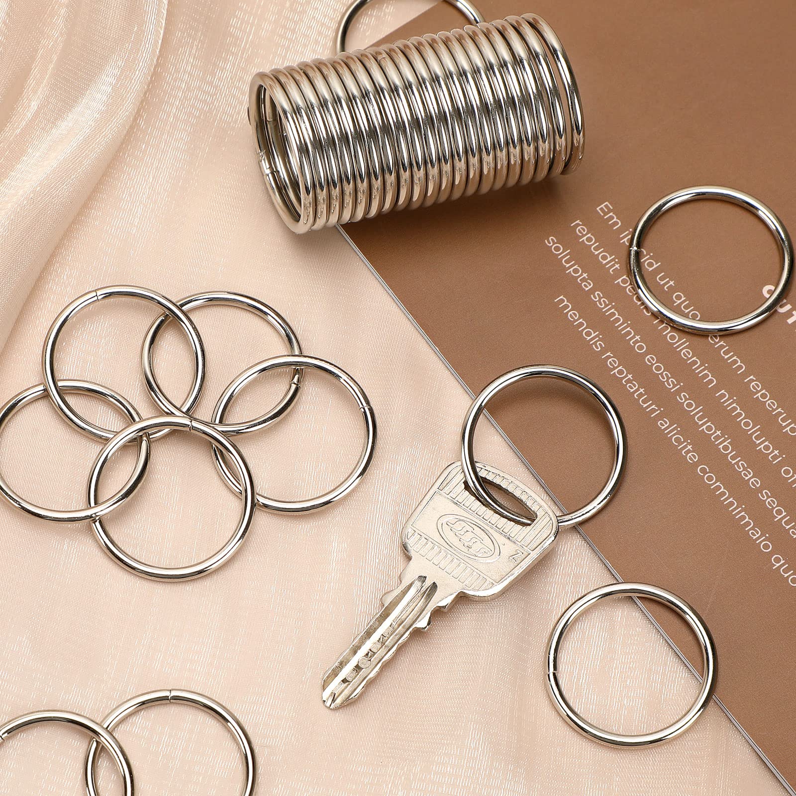 90Pcs 6 Sizes Silver Metal O Rings Multi-Purpose Heavy Duty Round Ring for Hardware Bags Belts Dog Leashes Hanging Basket DIY Craft Supplies, 15mm, 20mm, 25mm, 32mm, 38mm, 50mm