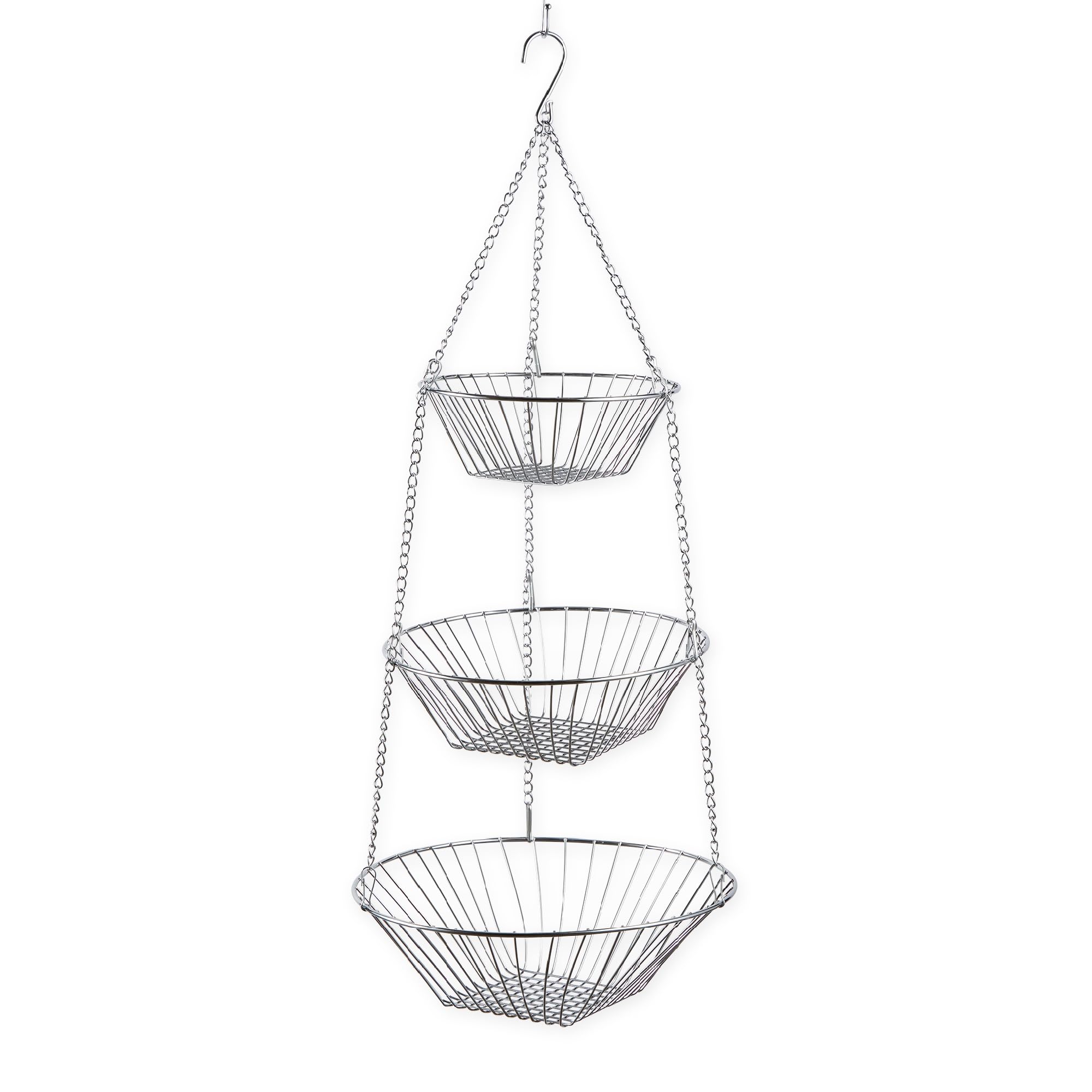 RSVP 30-by-12-Inch 3-Tier Wire Hanging Basket, Chrome