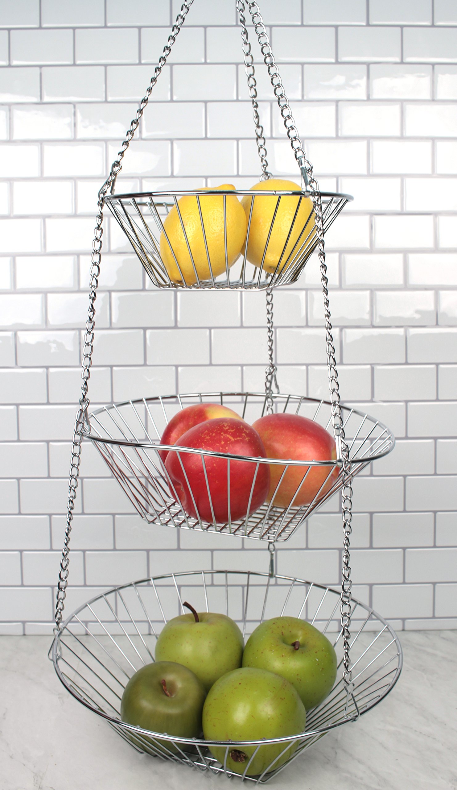 RSVP 30-by-12-Inch 3-Tier Wire Hanging Basket, Chrome