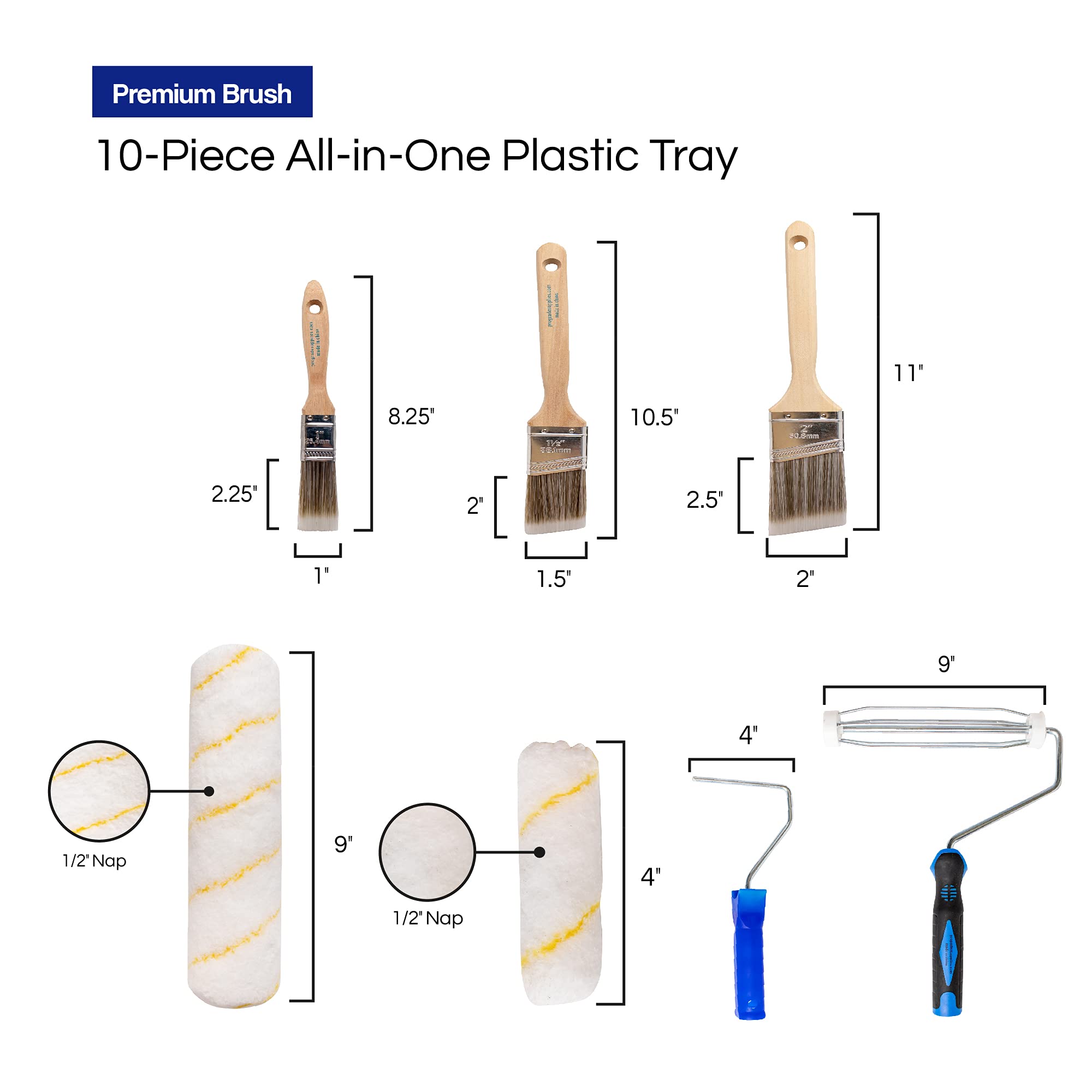 Pro Grade Paint Roller Cover Set,Wall Painting Roller Naps for Professional or Home Owners with All Paints and Stains. Paint Roller Covers are for House or Commercial Use. (10 Piece Set)