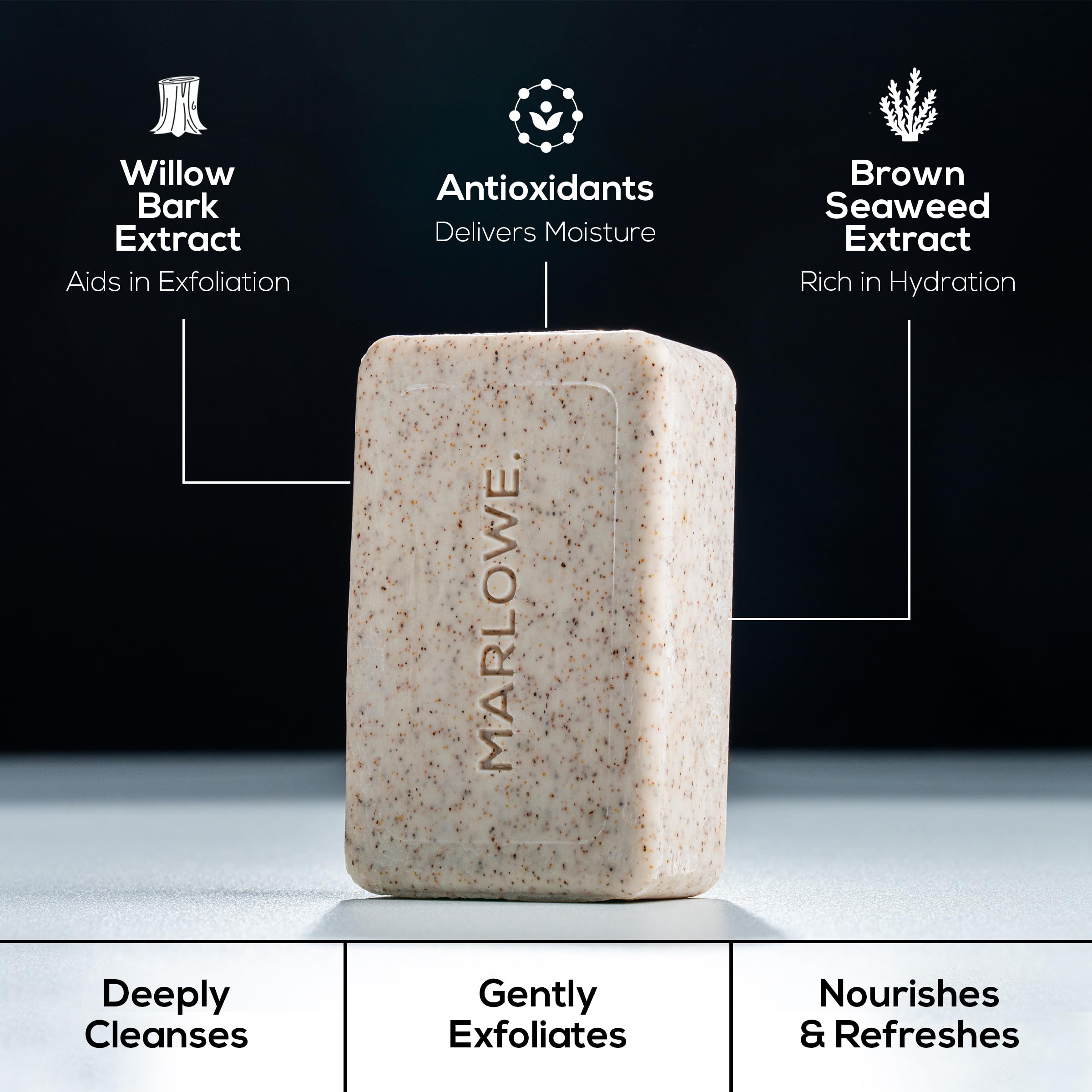 MARLOWE. No. 102 Men's Body Scrub Soap 7 oz | Best Exfoliating Bar for Men | Made with Natural Ingredients | Green Tea Extract | Amazing Scent