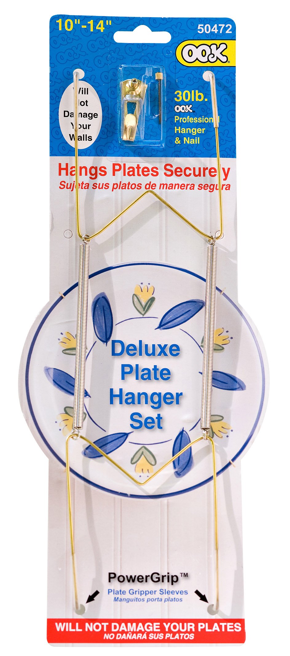 OOK 50472 Deluxe Plate Hanger with Steel Pro Supports Up to 30 Pounds, 10-Inch to 14-Inch